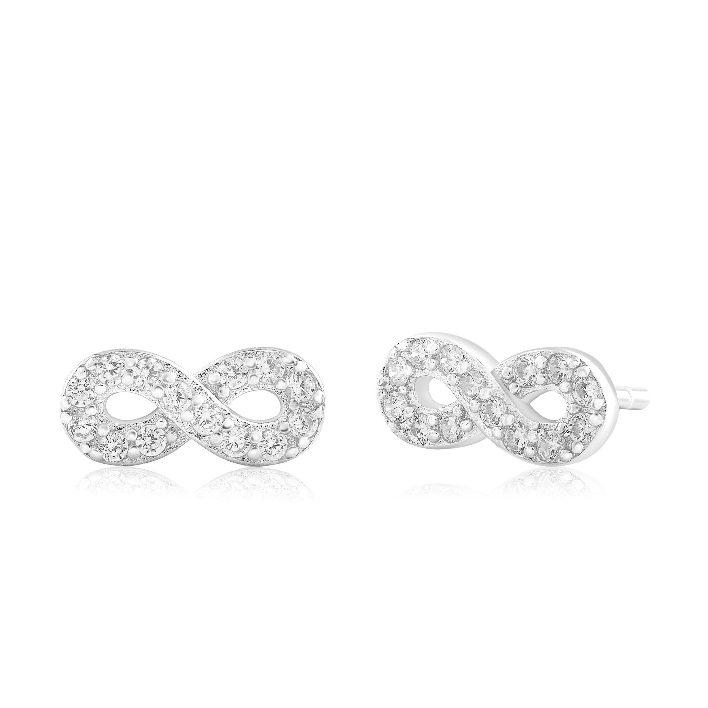 Mini Pave Infinity Studs (3119992) | Sterling Silver