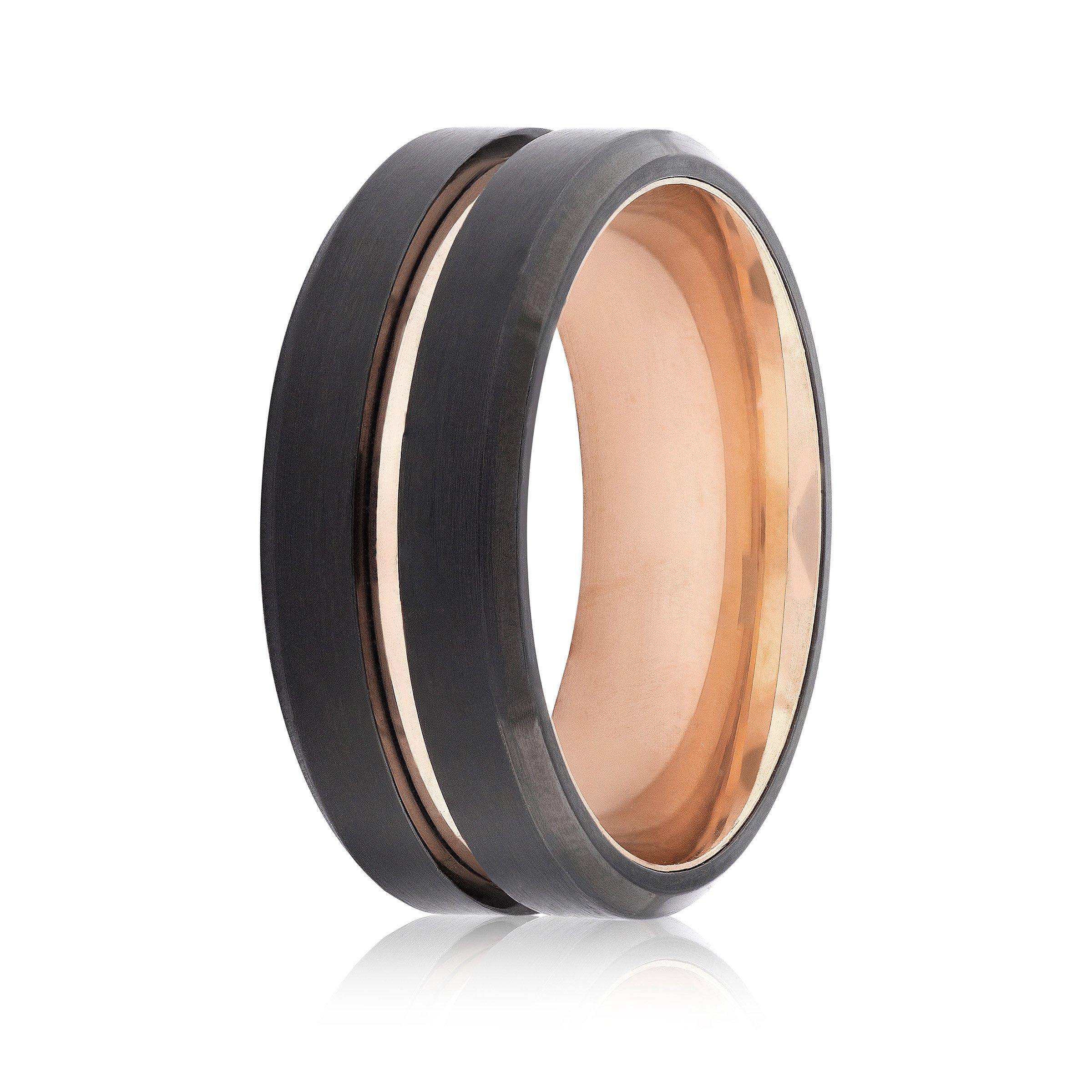 Black with Rose Inlay Ring (3120520) | Stainless Steel