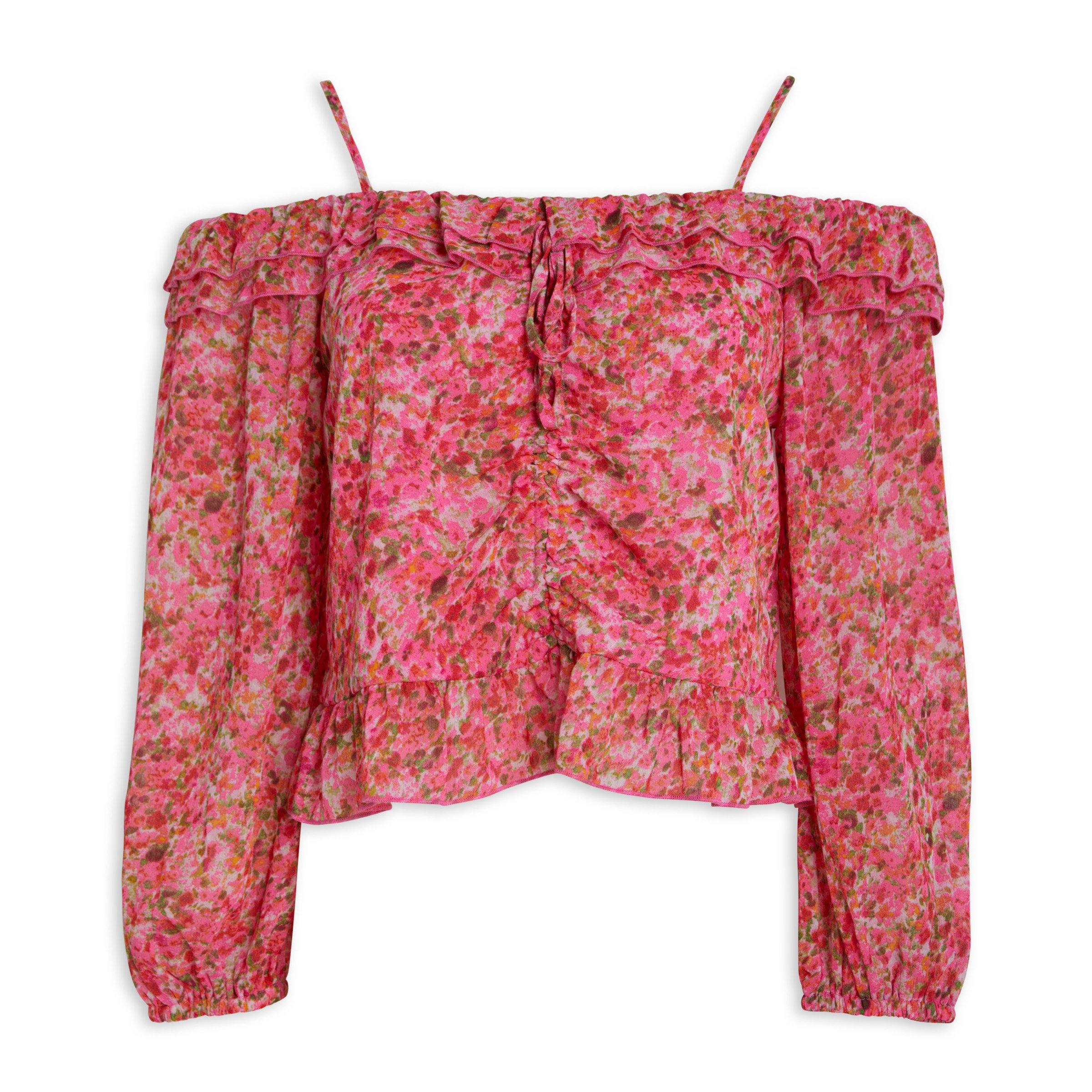 Pink Ditsy Ruffle Top (3120903) | Identity