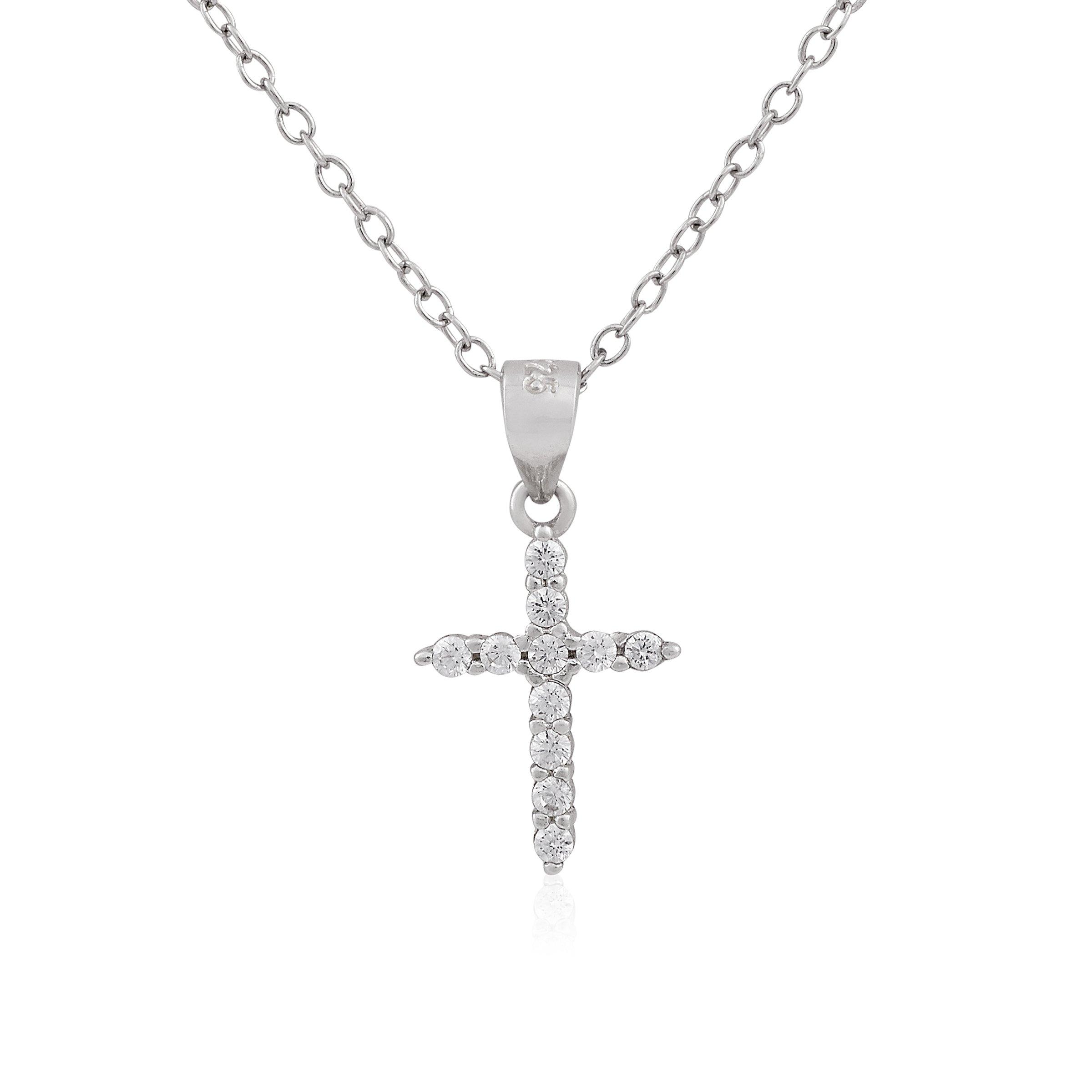 CZ Cross Pendant on Chain (3125854) | Sterling Silver