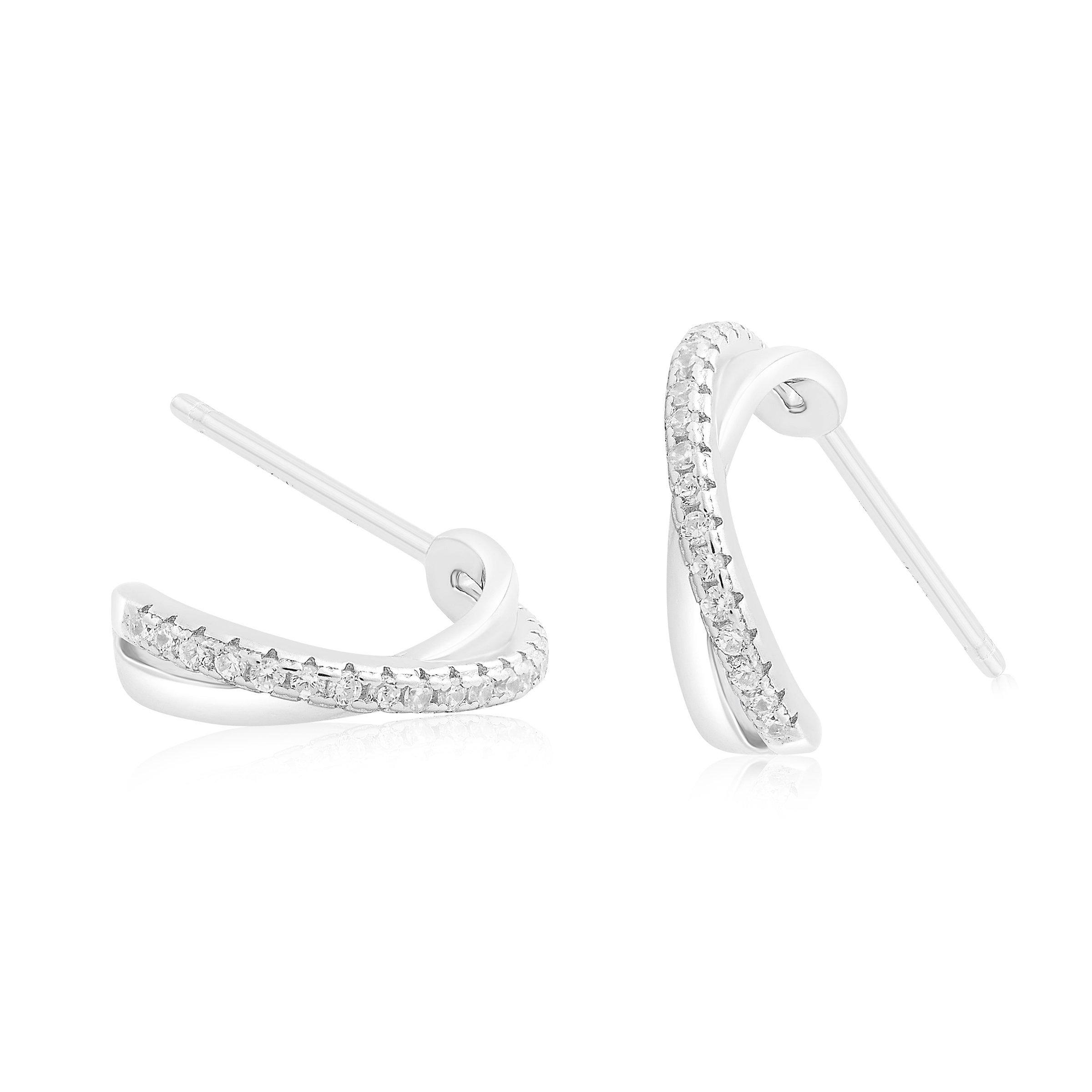 Small Cross Over Hoop (3127895) | Sterling Silver