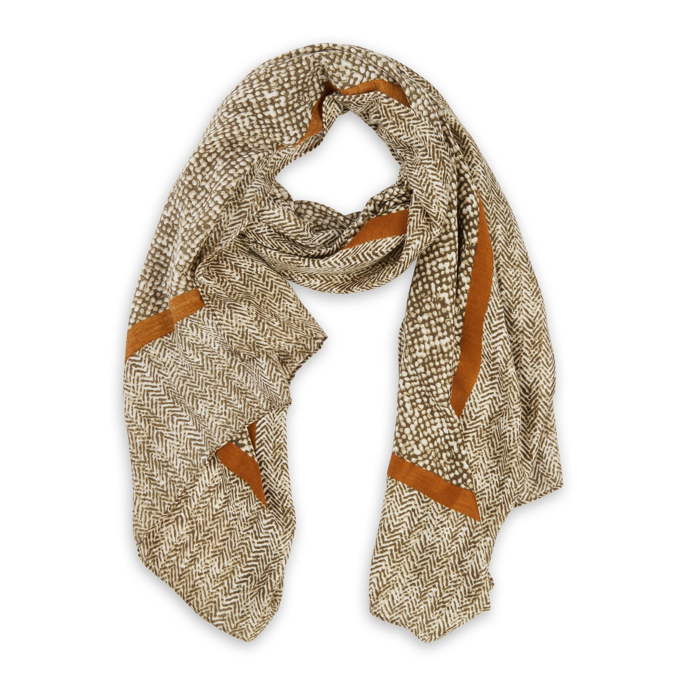 Brown Printed Scarf (3128250) | Earthaddict