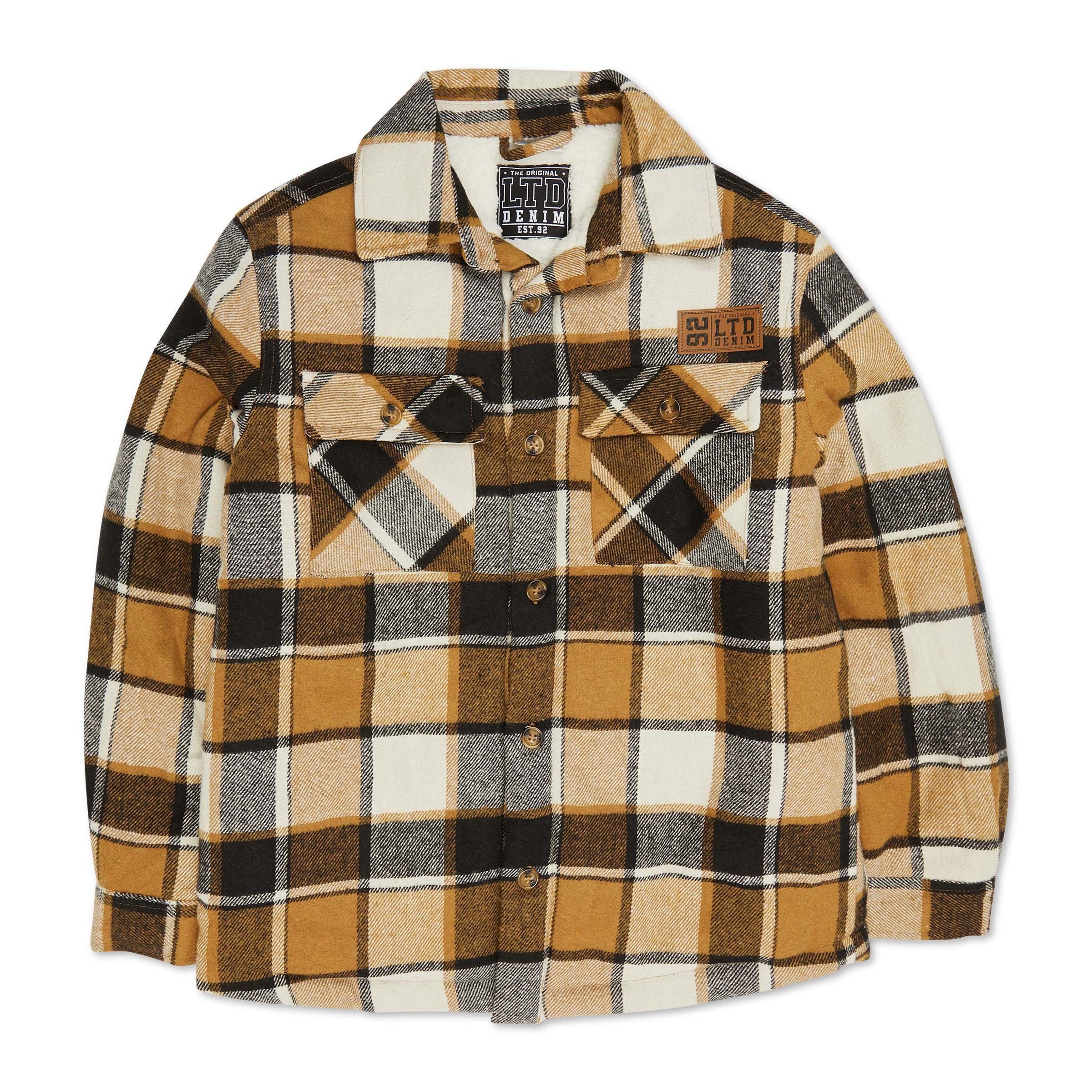 Boys Tan Check Shacket (3129487) | LTD Kids