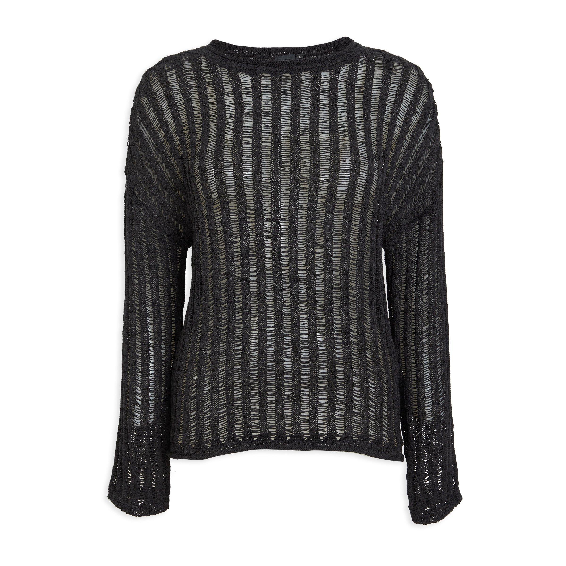 Black Mesh Knit Top (3129552) | Truworths