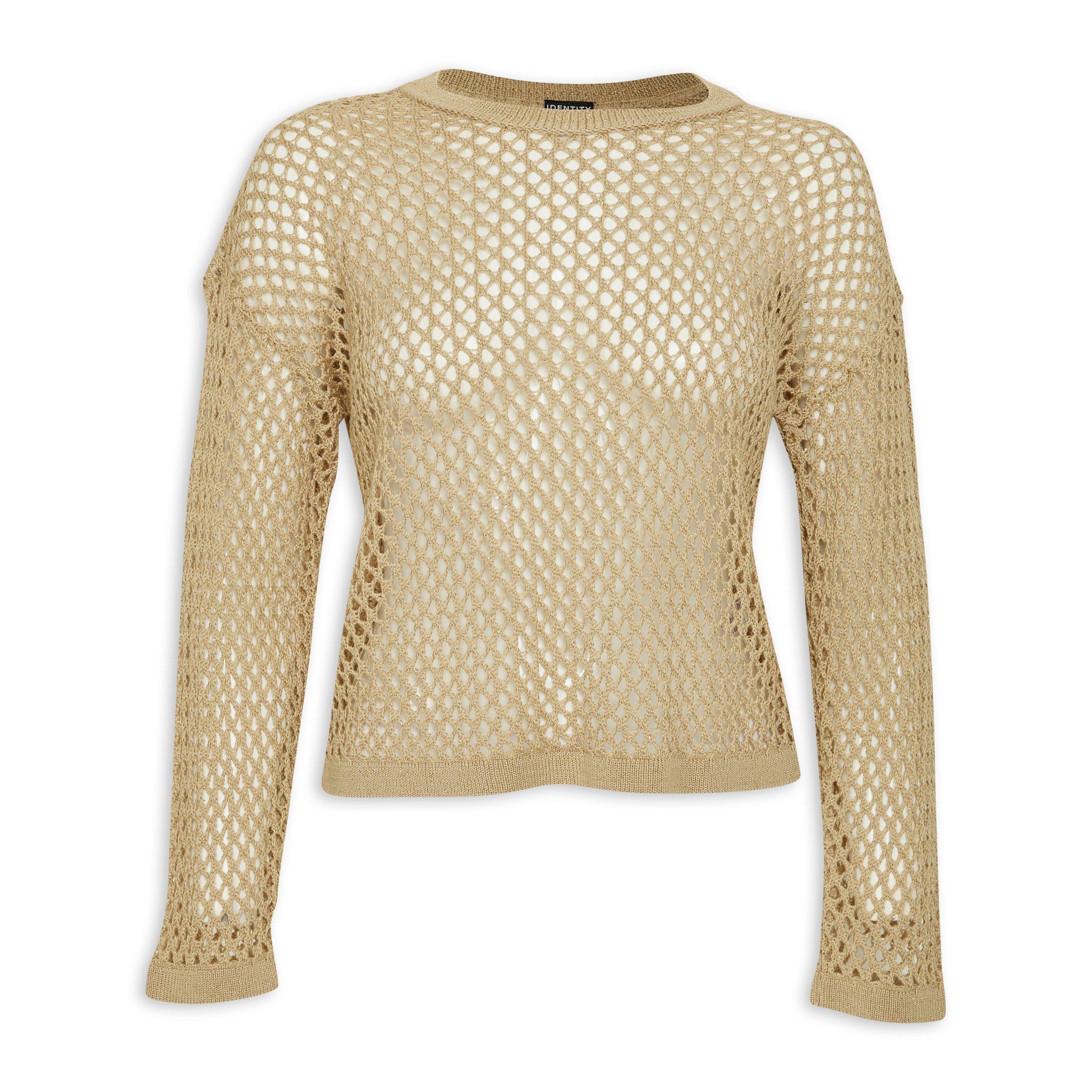 Beige Openwork Knit Top (3129651) | Identity