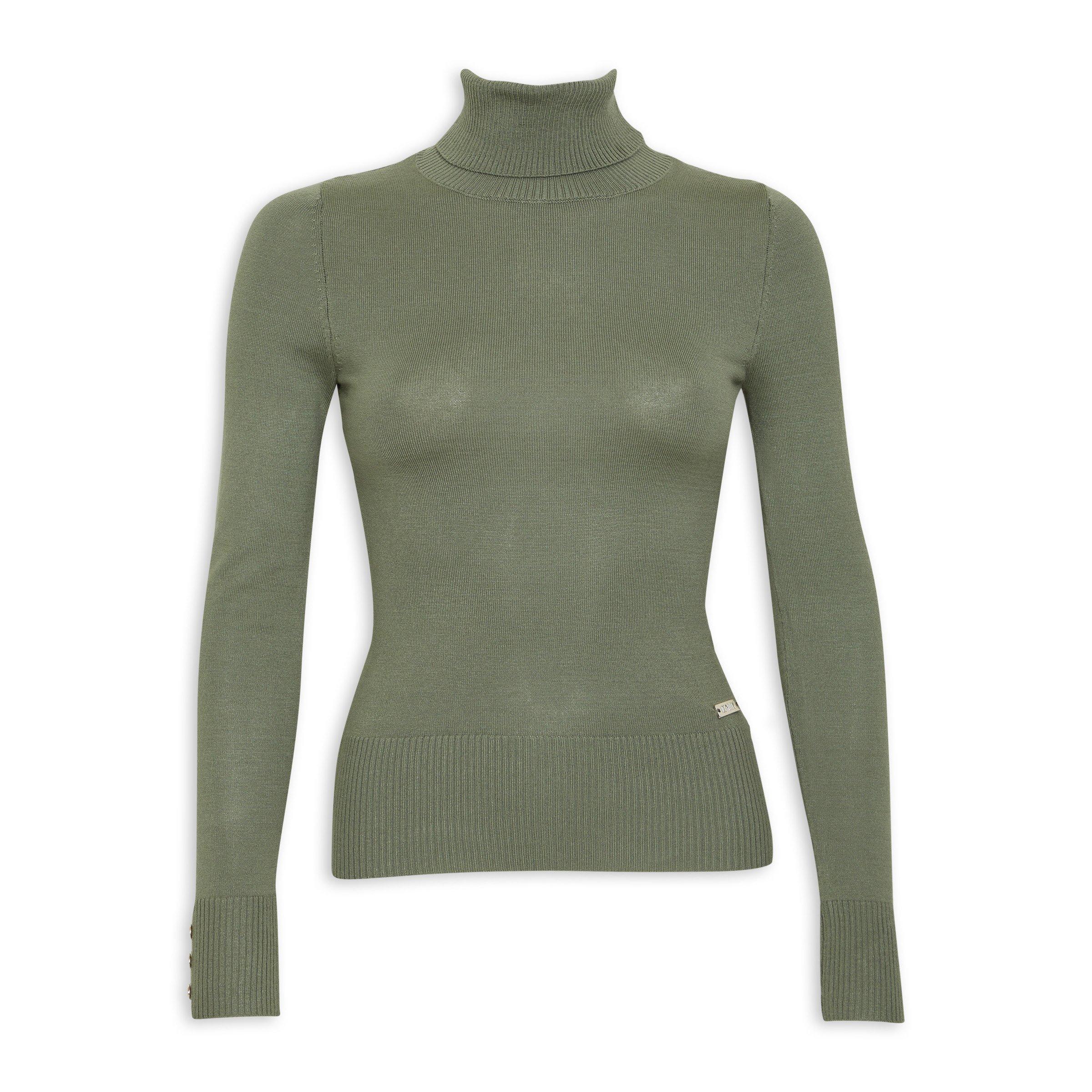 Green Polo Neck Knit Top (3129968) | Identity