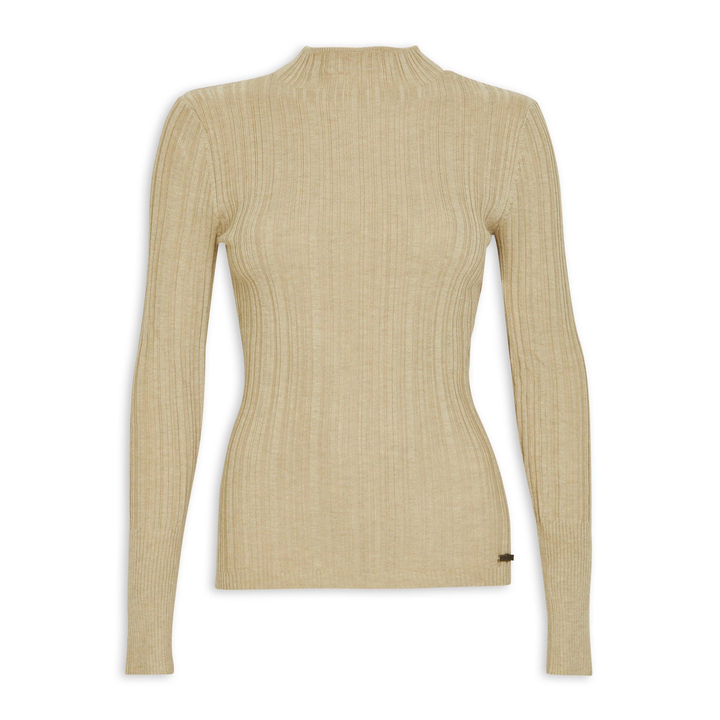 Beige Rib Turtleneck Top (3134351) | Ginger Mary