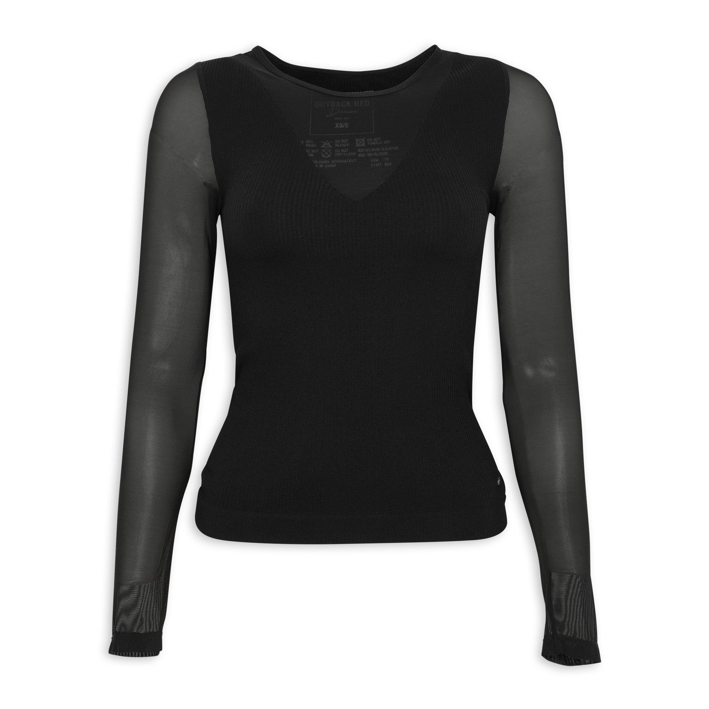 Black Fitted Mesh Top (3134779) | OUTBACK RED