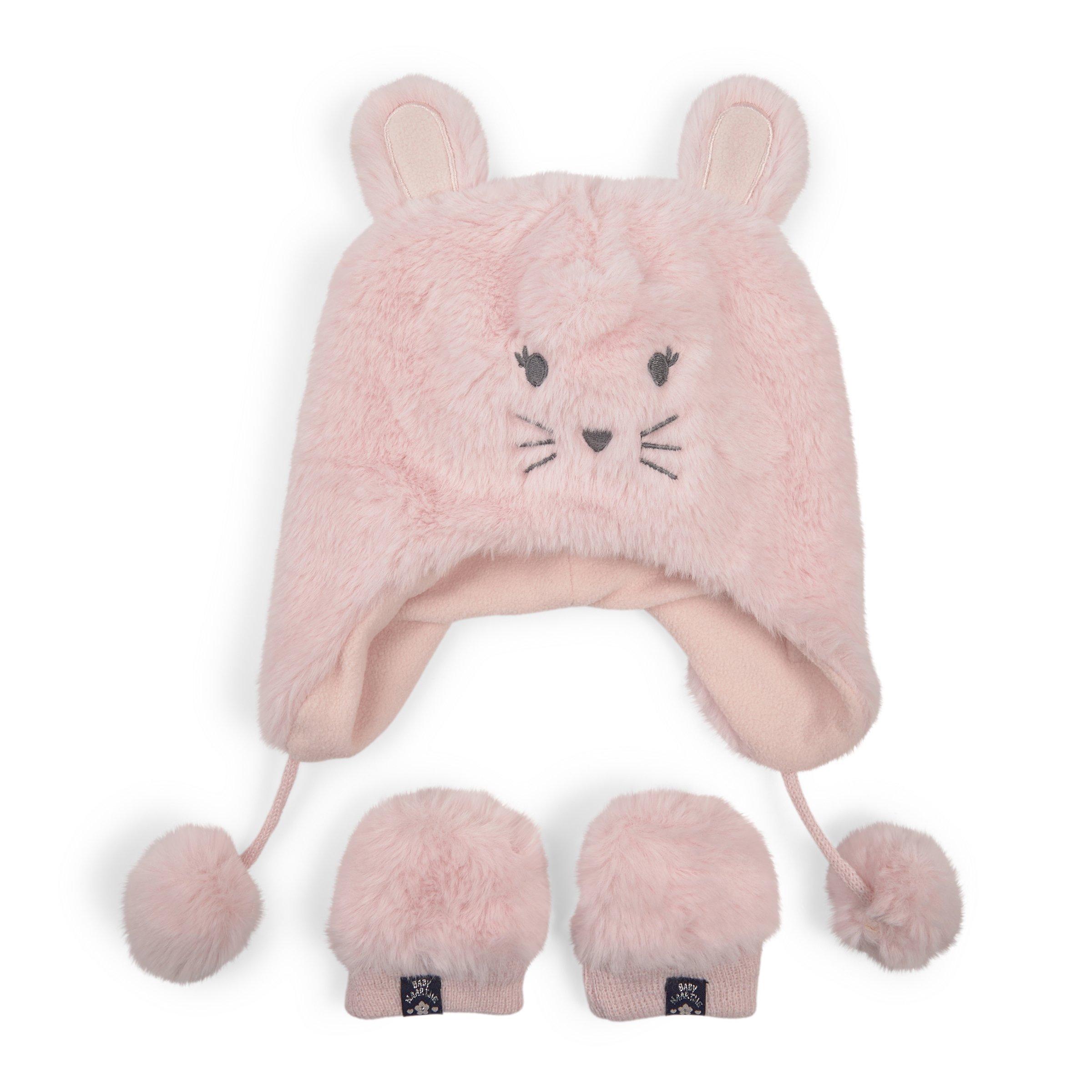 Newborn Girls Fluffy Beanie & Mittens (3140109) | Naartjie
