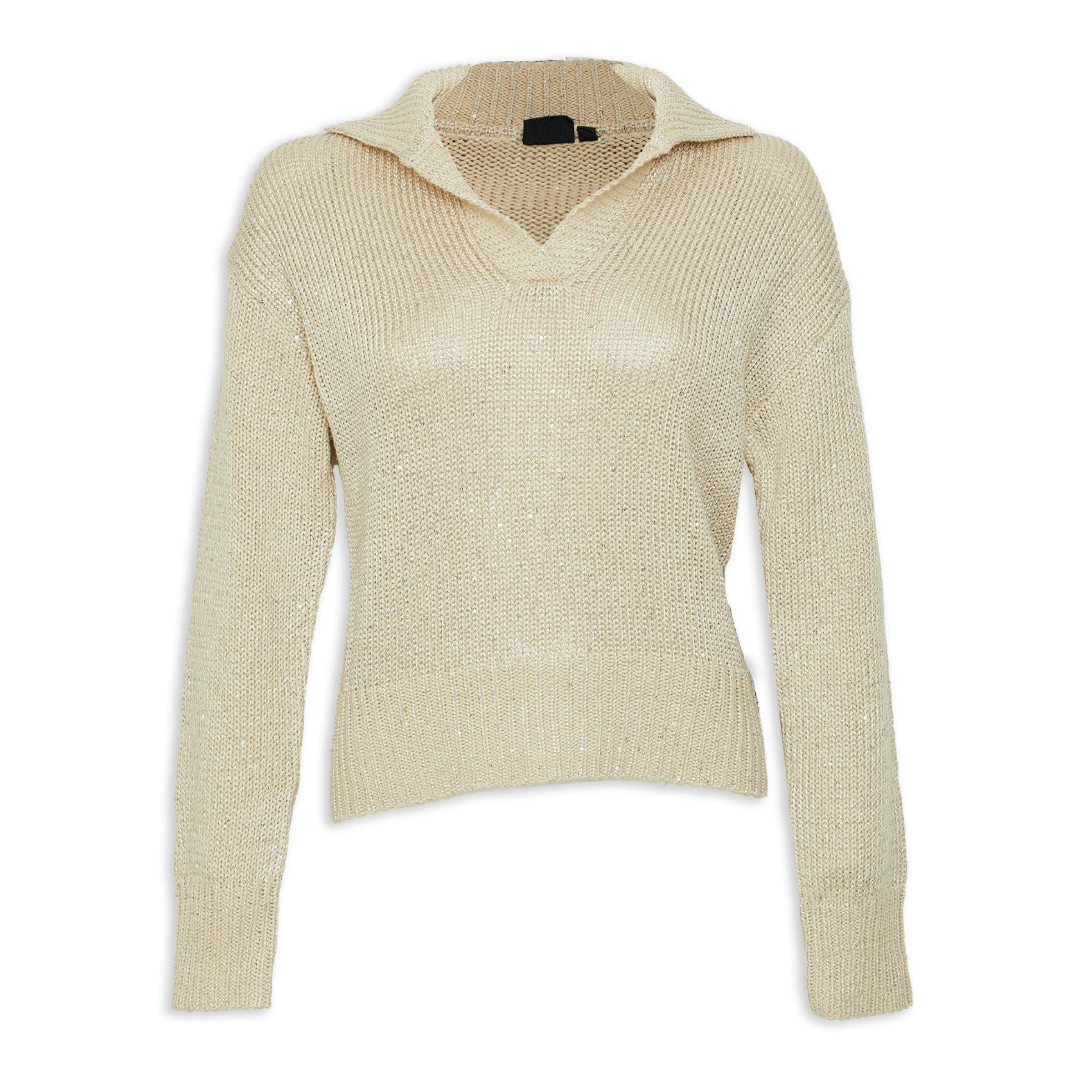 Beige Collared Knit Top (3140530) | Truworths
