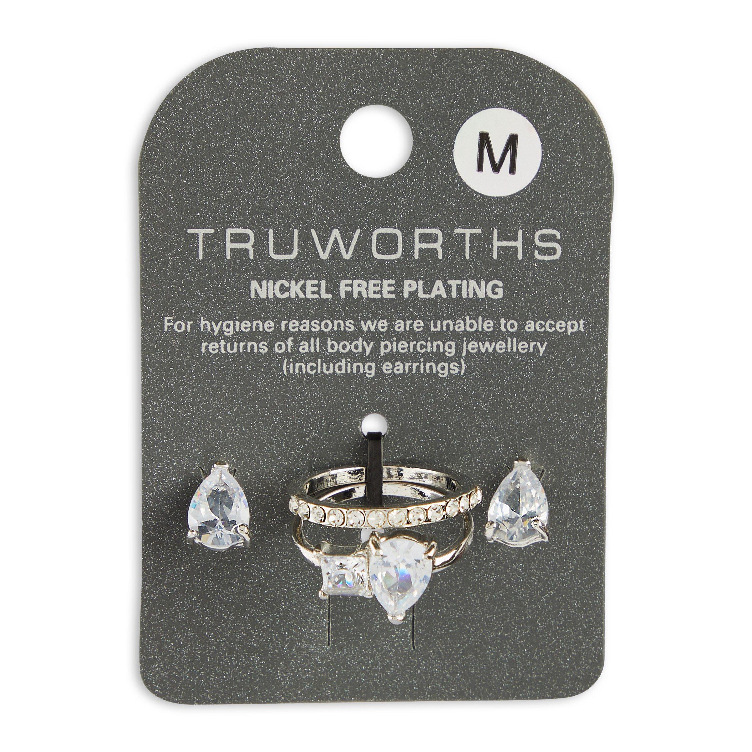 Silver Stone Rings And Earrings Set (3140597) | Truworths
