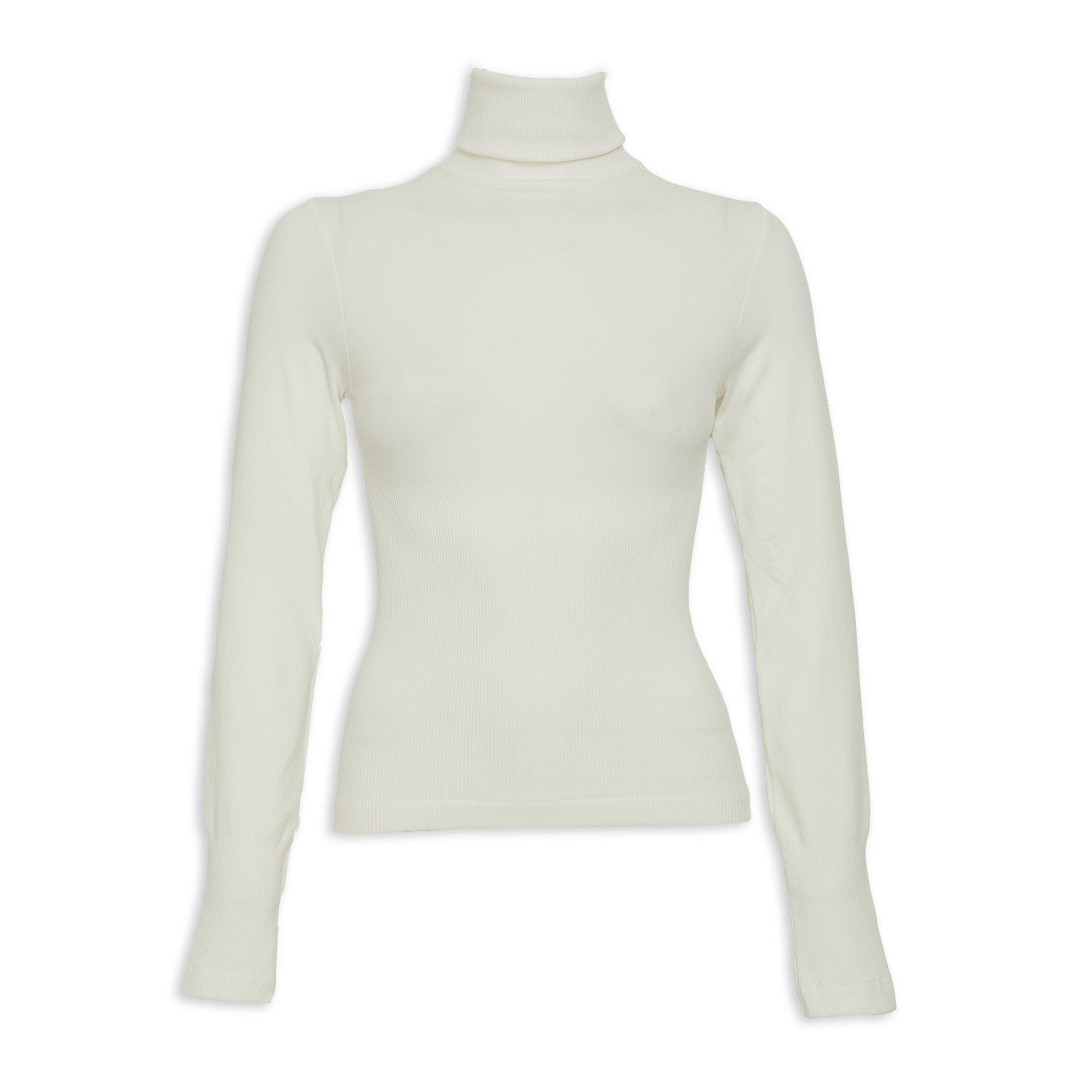 White Polo Neck Top (3141087) | Basix