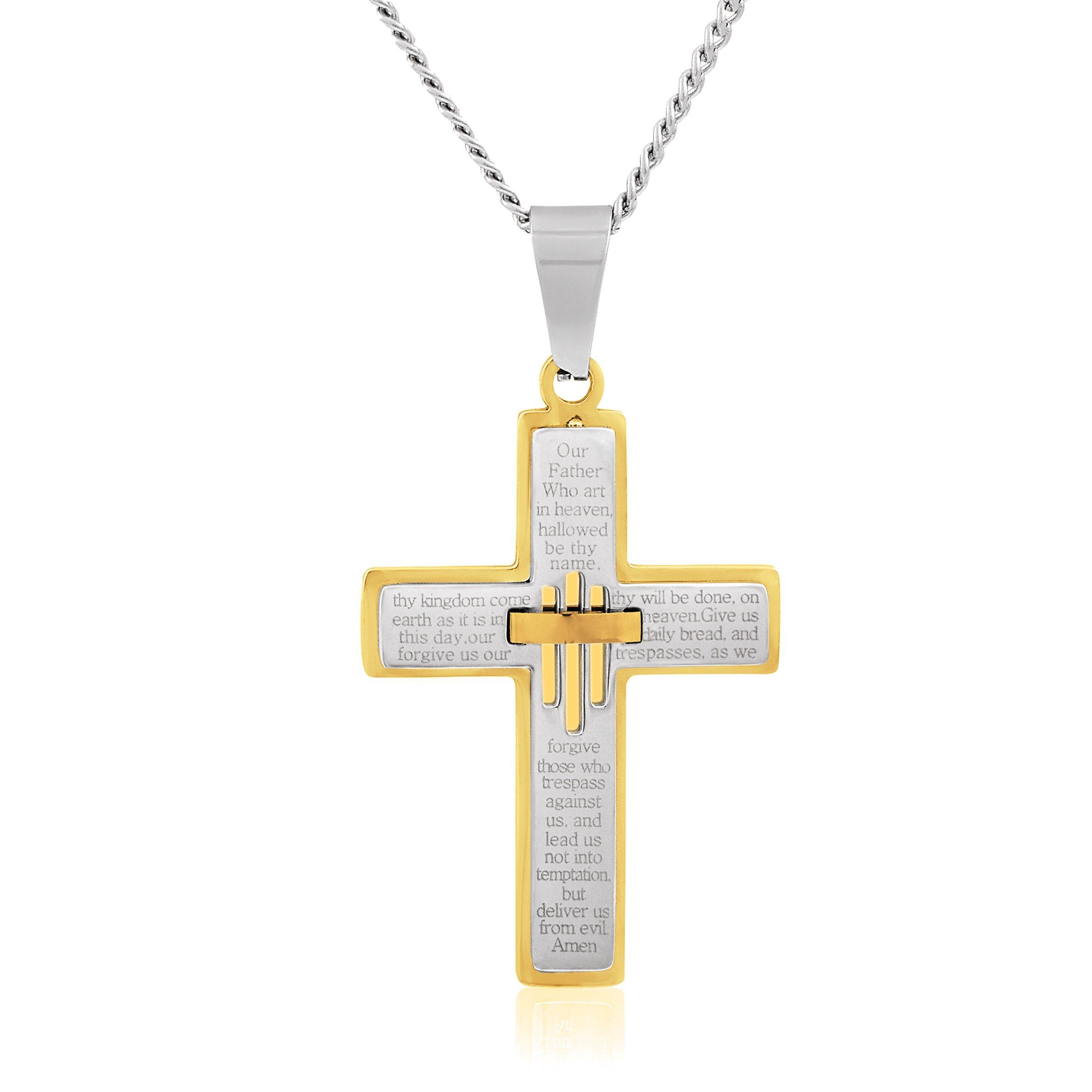 TT Large Prayer Cross Necklace (3141130) | Stainless Steel