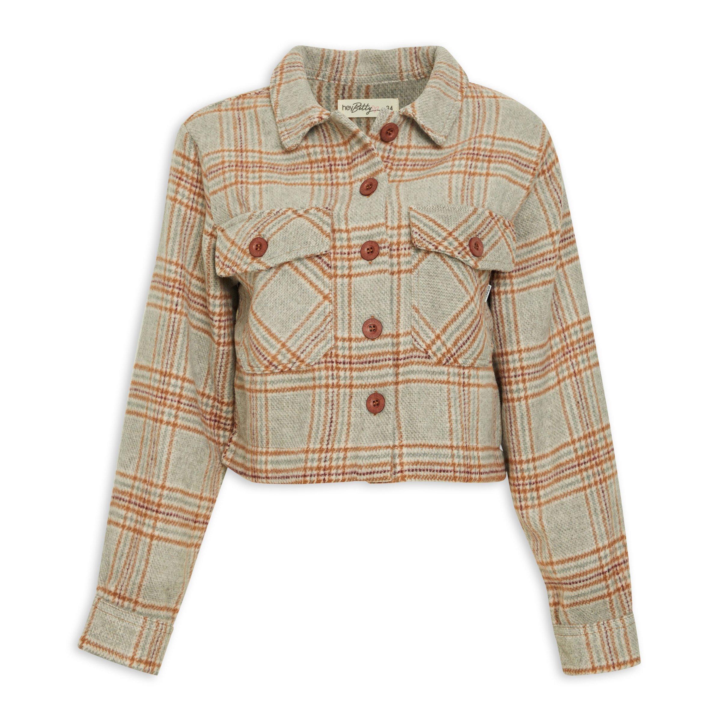 Check Cropped Shacket (3141213) | Hey Betty