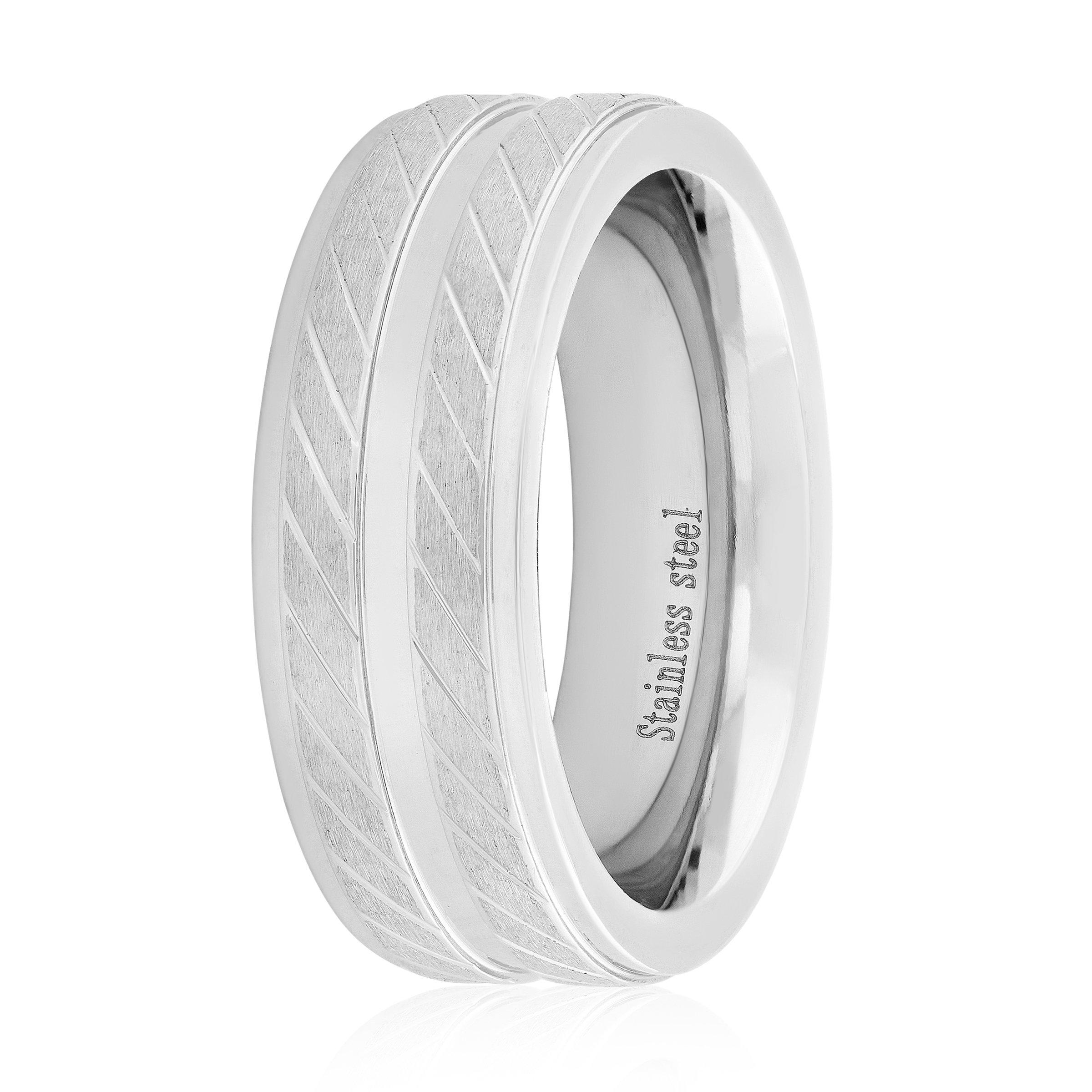 Steel Ribbed Textured RIng (3142523) | Stainless Steel