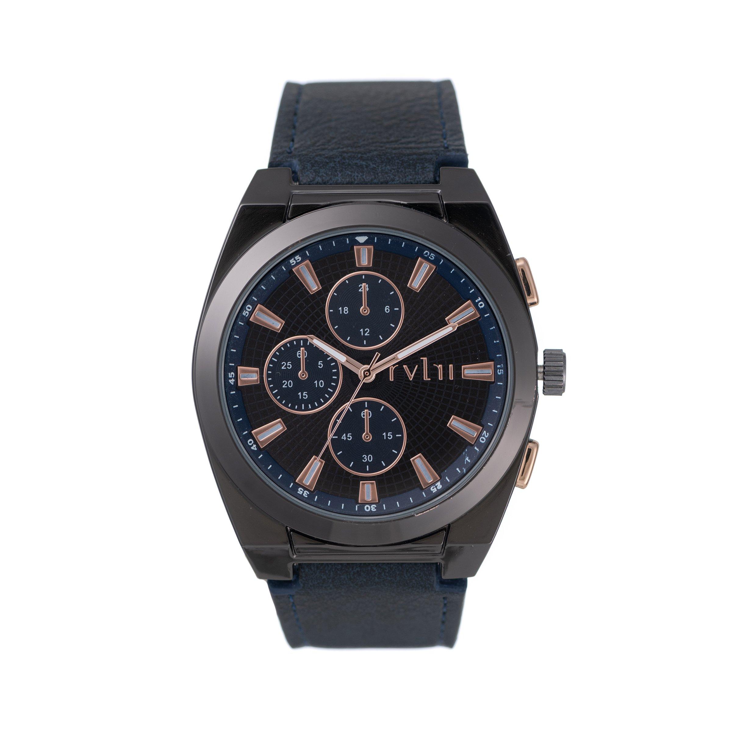 Navy PU Leather Watch (3143159) | RVLRI