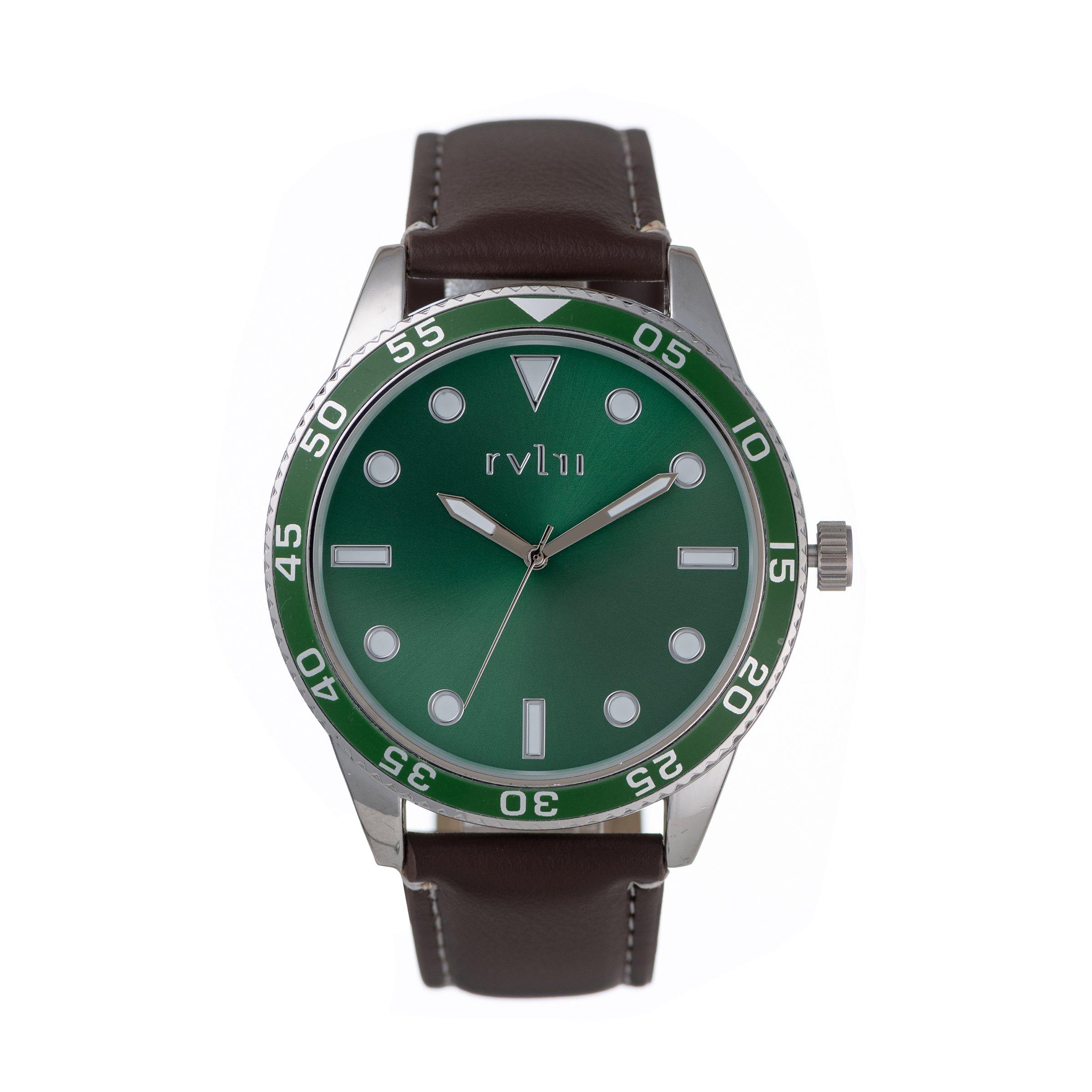 Brown and Green PU Leather Watch (3143160) | RVLRI