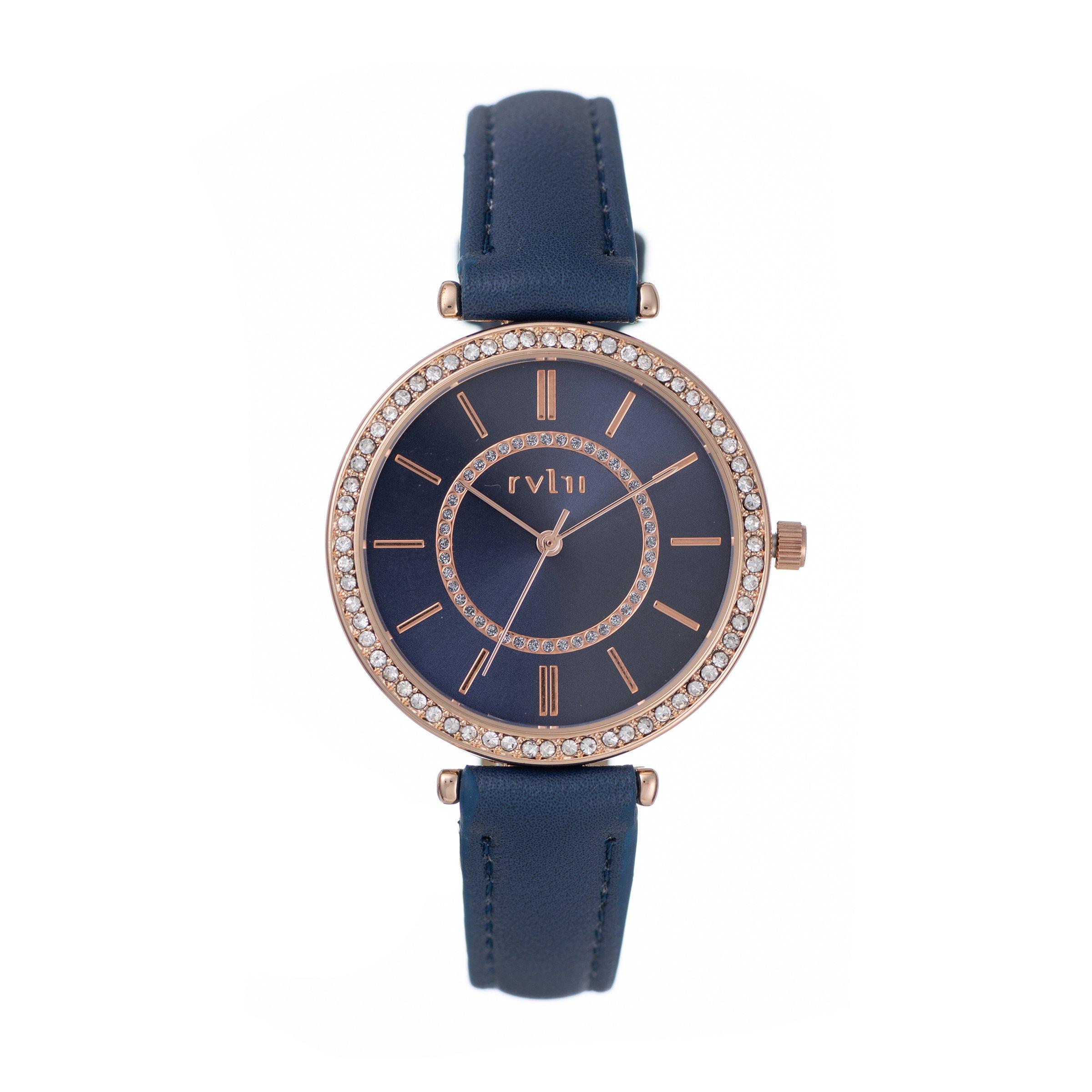 Navy and Rose PU Leather Watch (3143171) | RVLRI