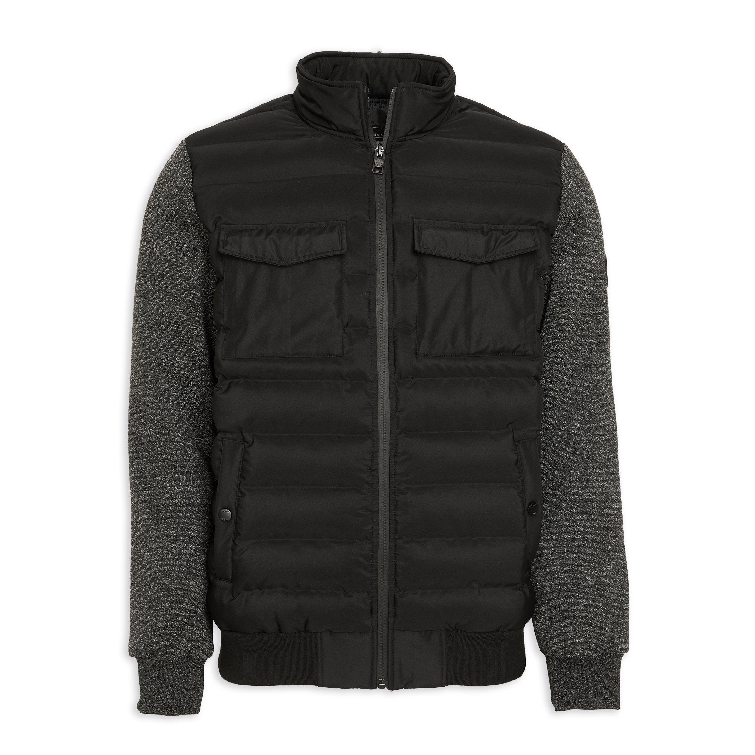 Black & Grey Zip Through Jacket (3145340) | UZZI