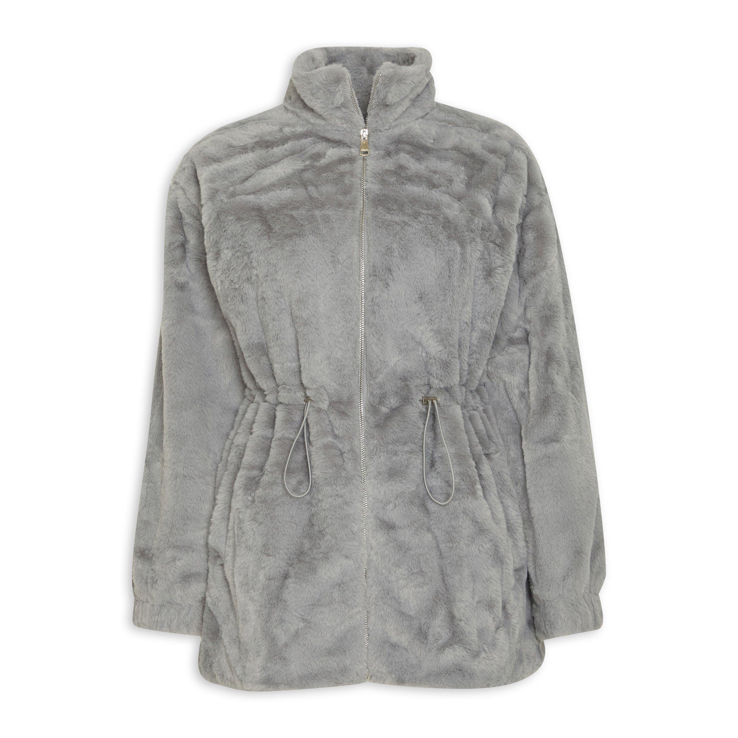 Grey Fluffy Parka Jacket (3145777) | Identity