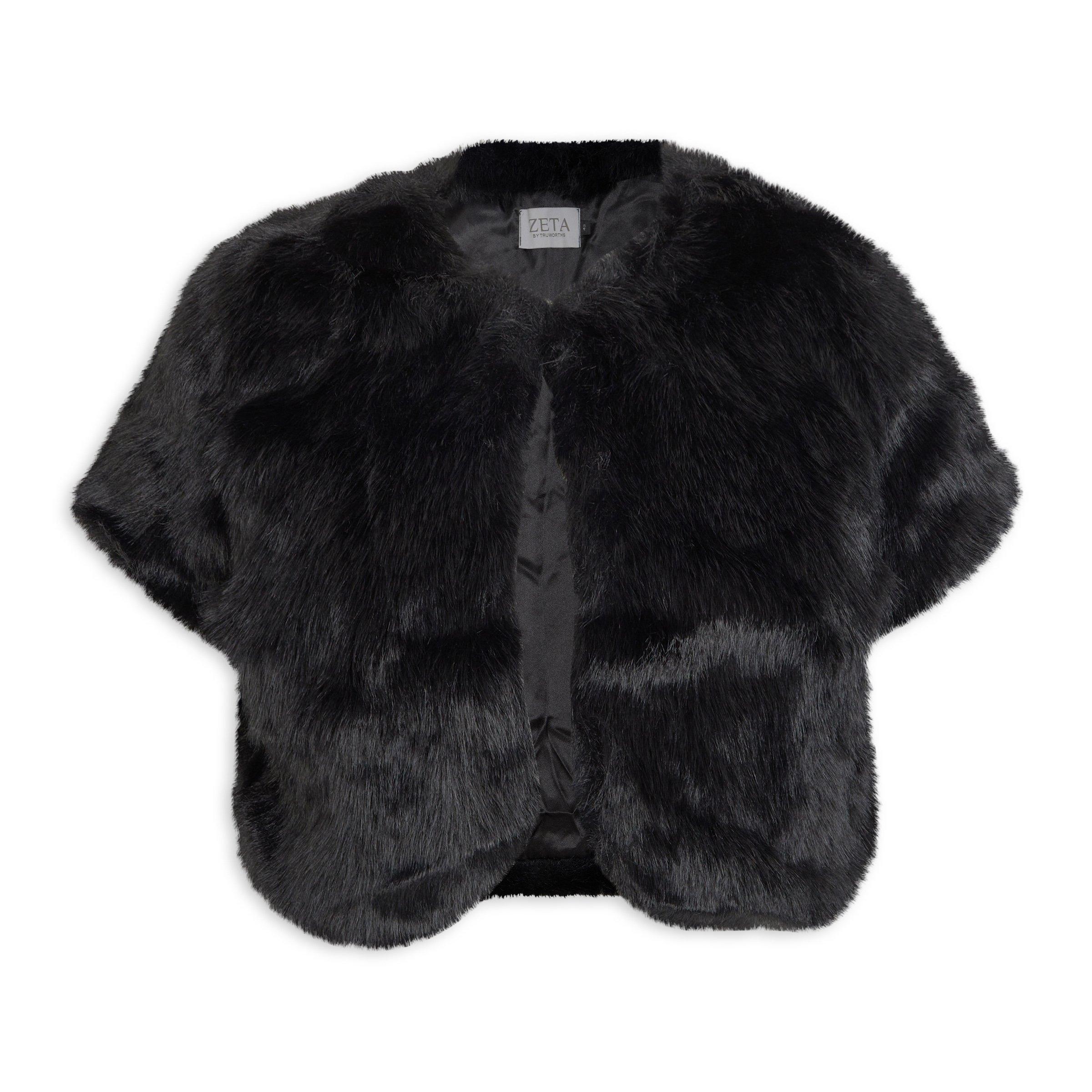 Black Faux Fur Plus Size Bolero (3146371) | Zeta