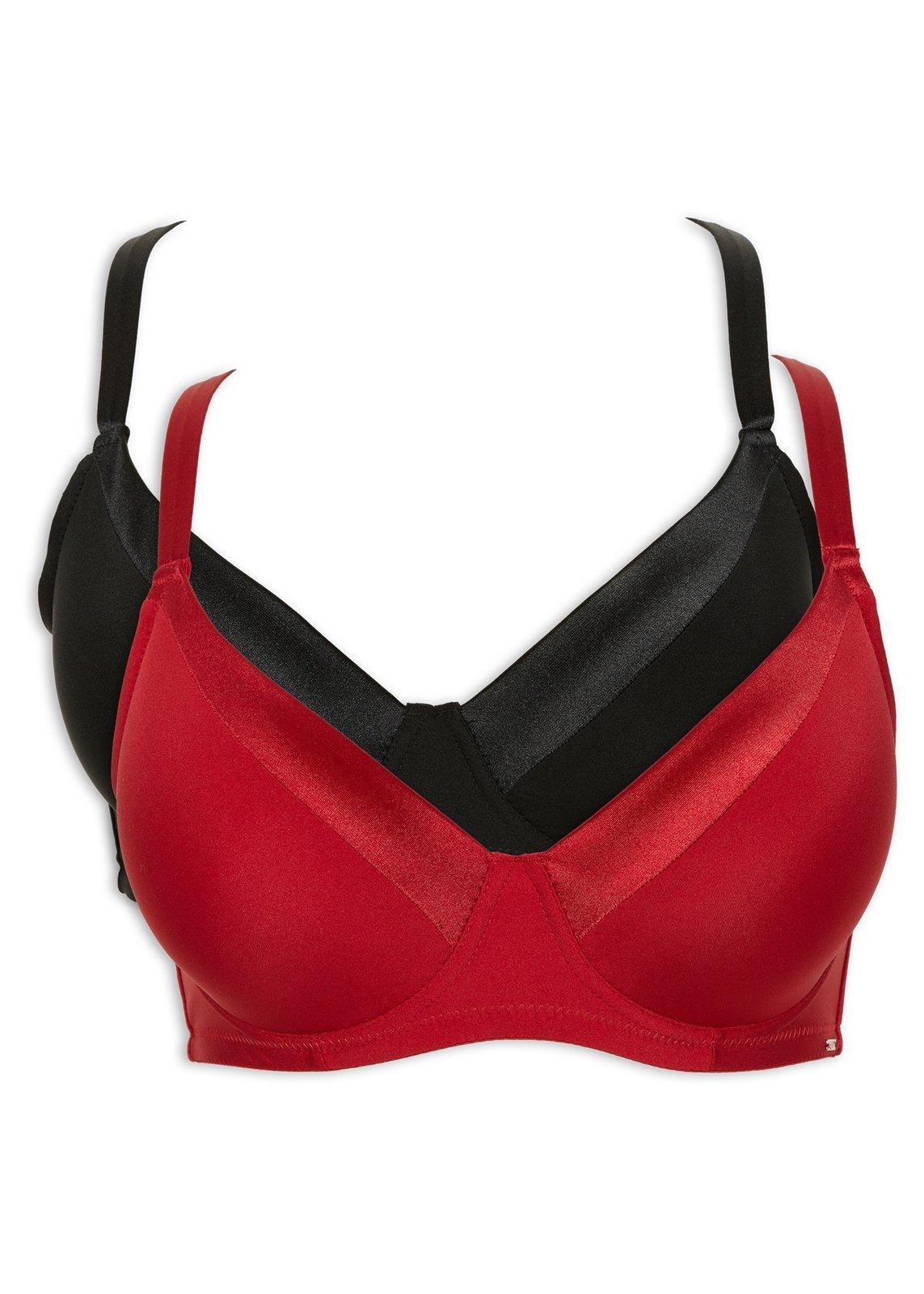 2-pack Red and Black Padded Plunge Bras (3146518) | Skiny
