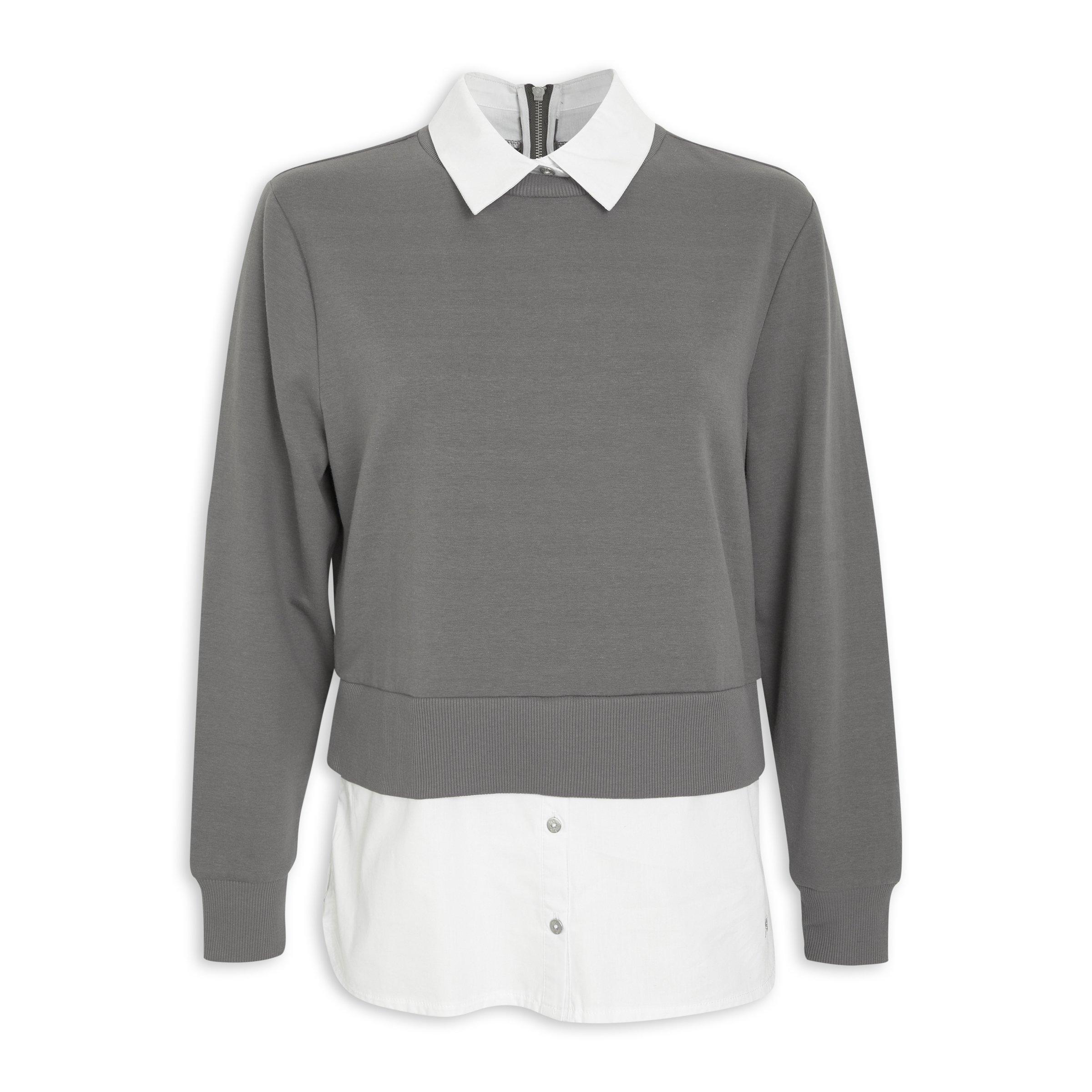 Grey Twofer Shirt & Sweat Top (3146764) | TRS