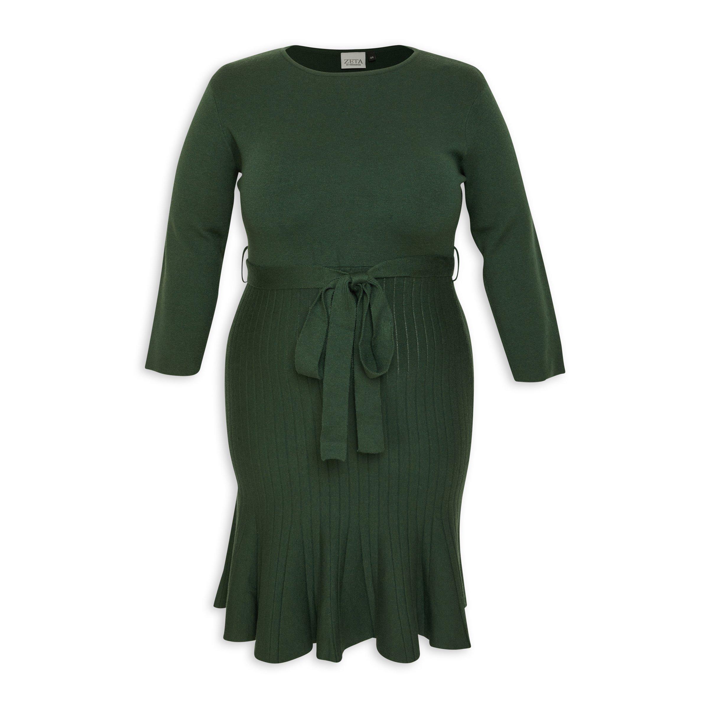 Green Fit and Flare Plus Size Dress (3146775) | Zeta