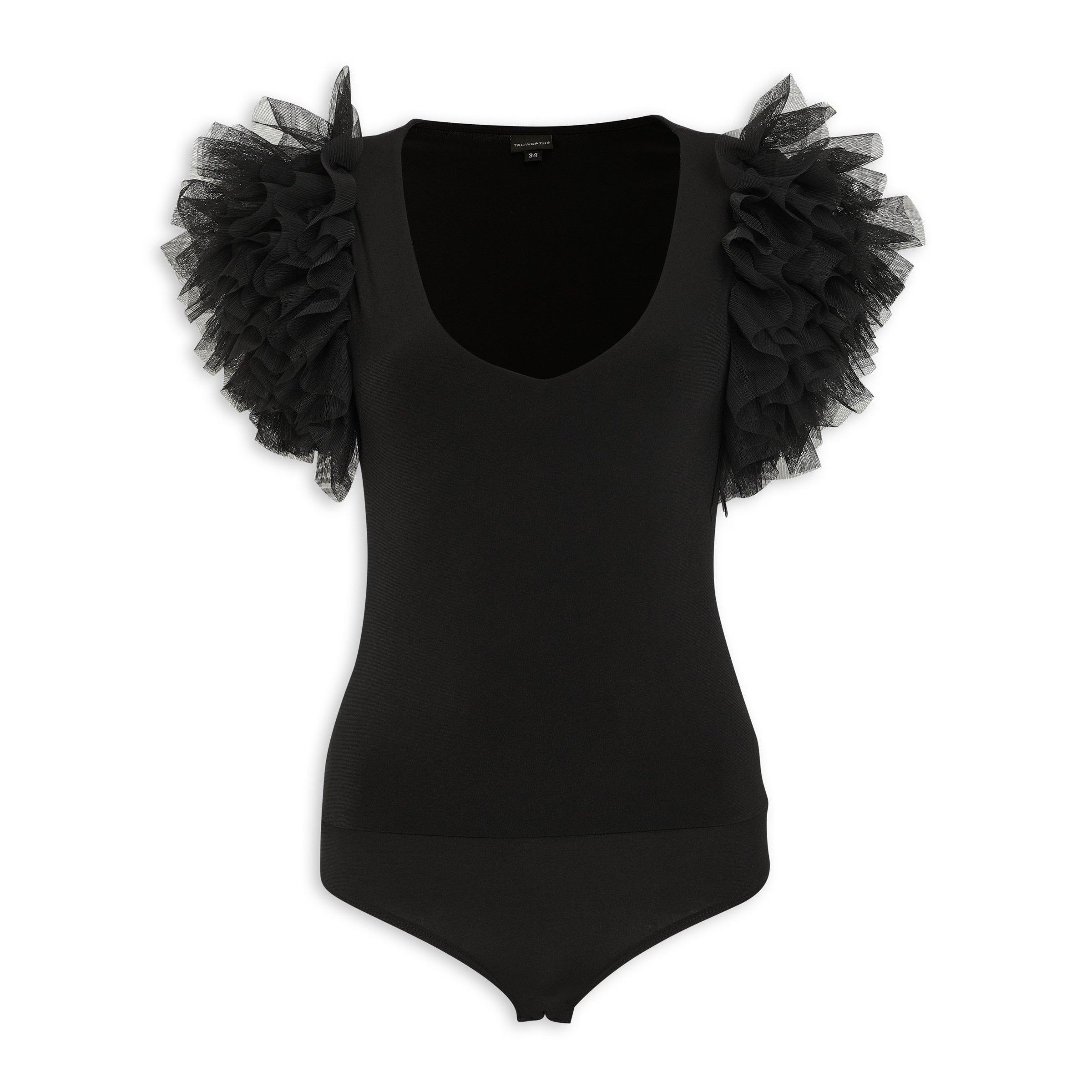 Black Ruffle Sleeve Bodysuit (3147616) | Truworths