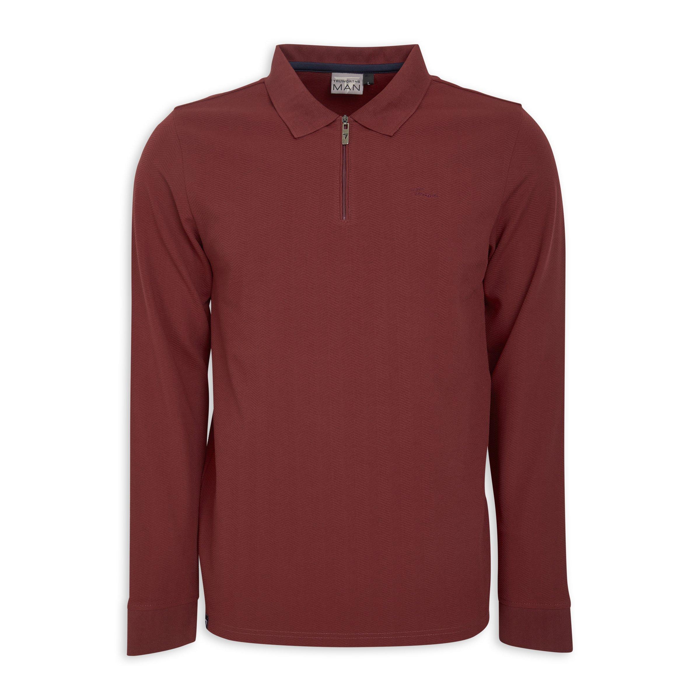 Red Long Sleeve Golfer Shirt (3147623) | Truworths Man