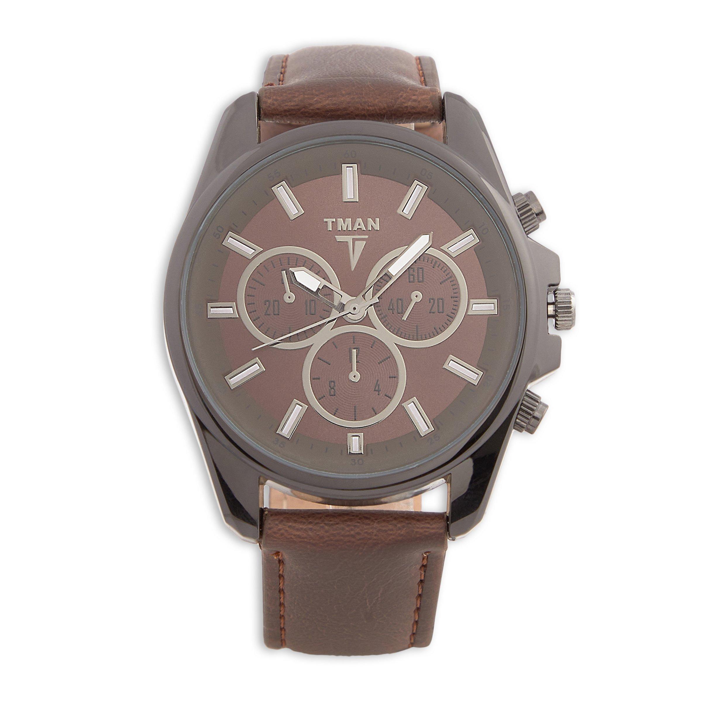 Brown Dial and PU Strap Watch (3148094) | Truworths