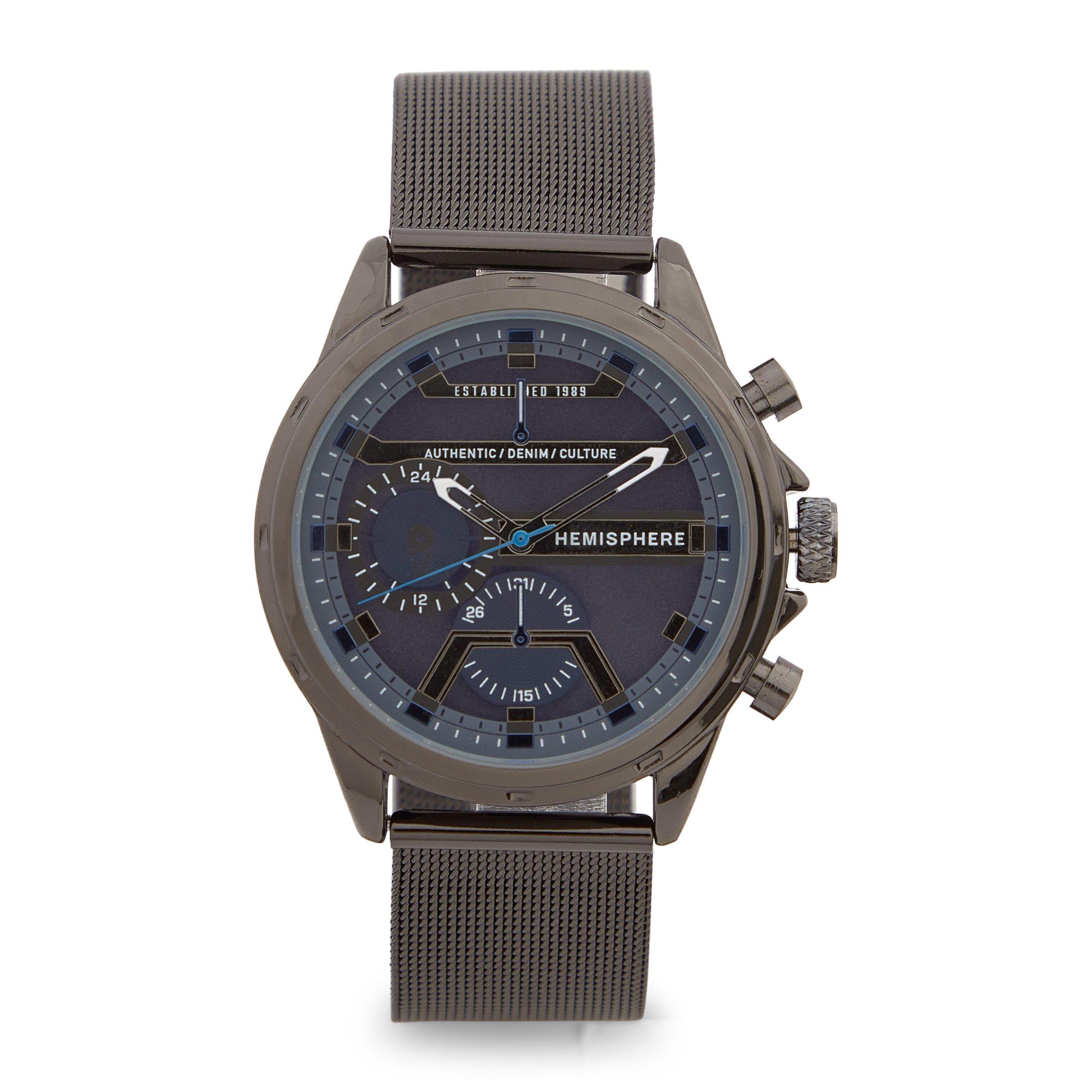 Blue Dial & Gun Mesh Watch (3148264) | Hemisphere