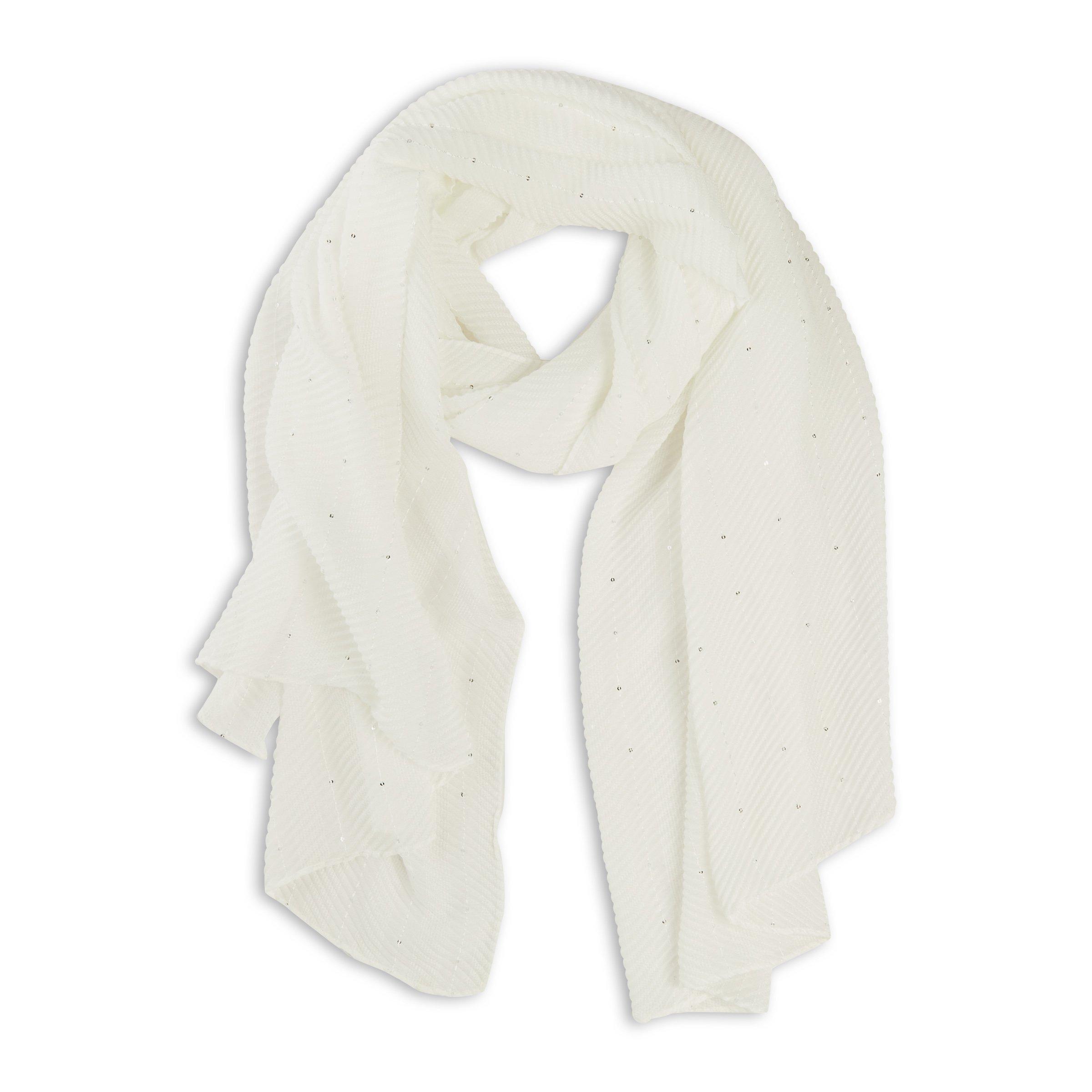 White Pleated Oblong Scarf (3148896) | Truworths