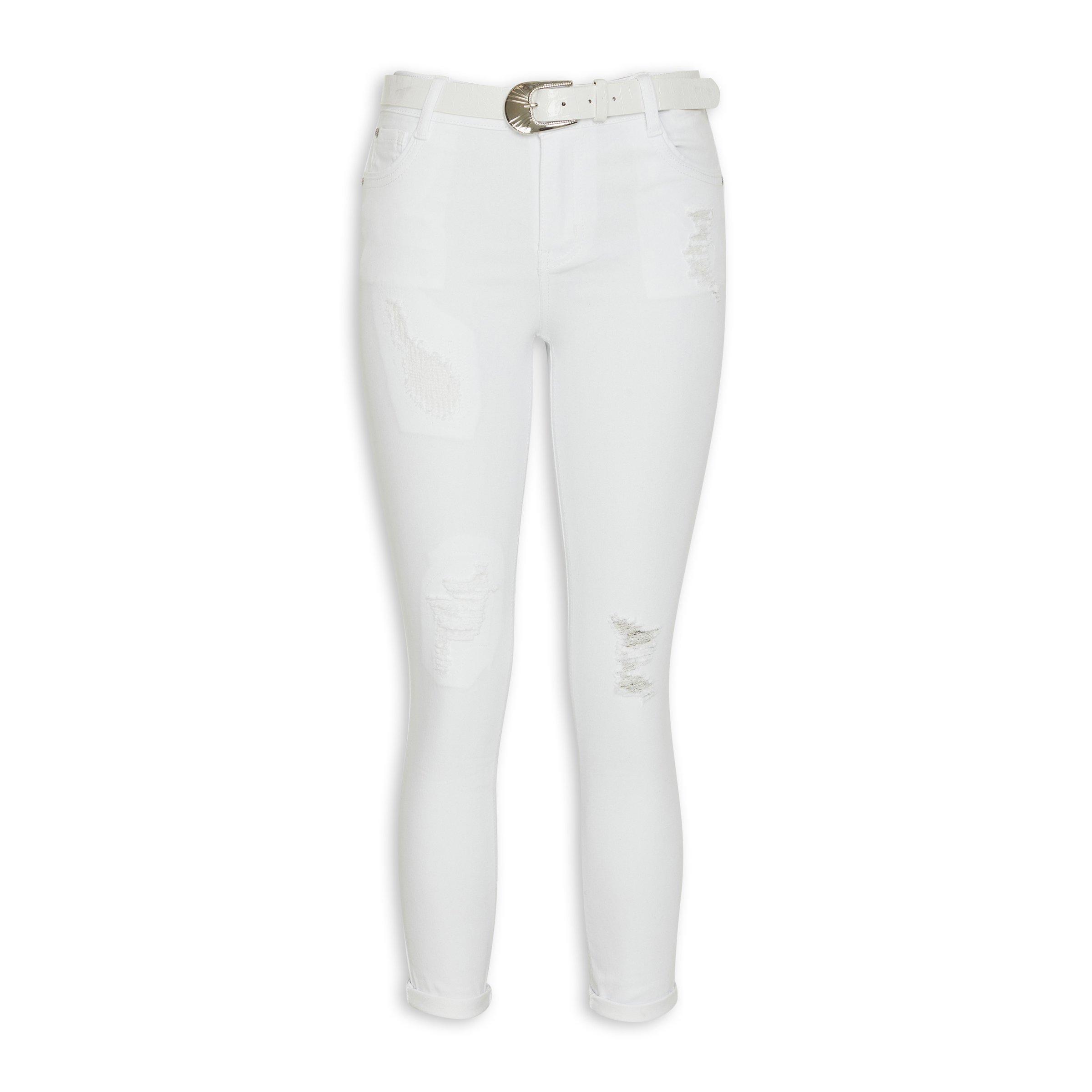 White Ripped Belted Skinny Jeans (3149063) | Identity