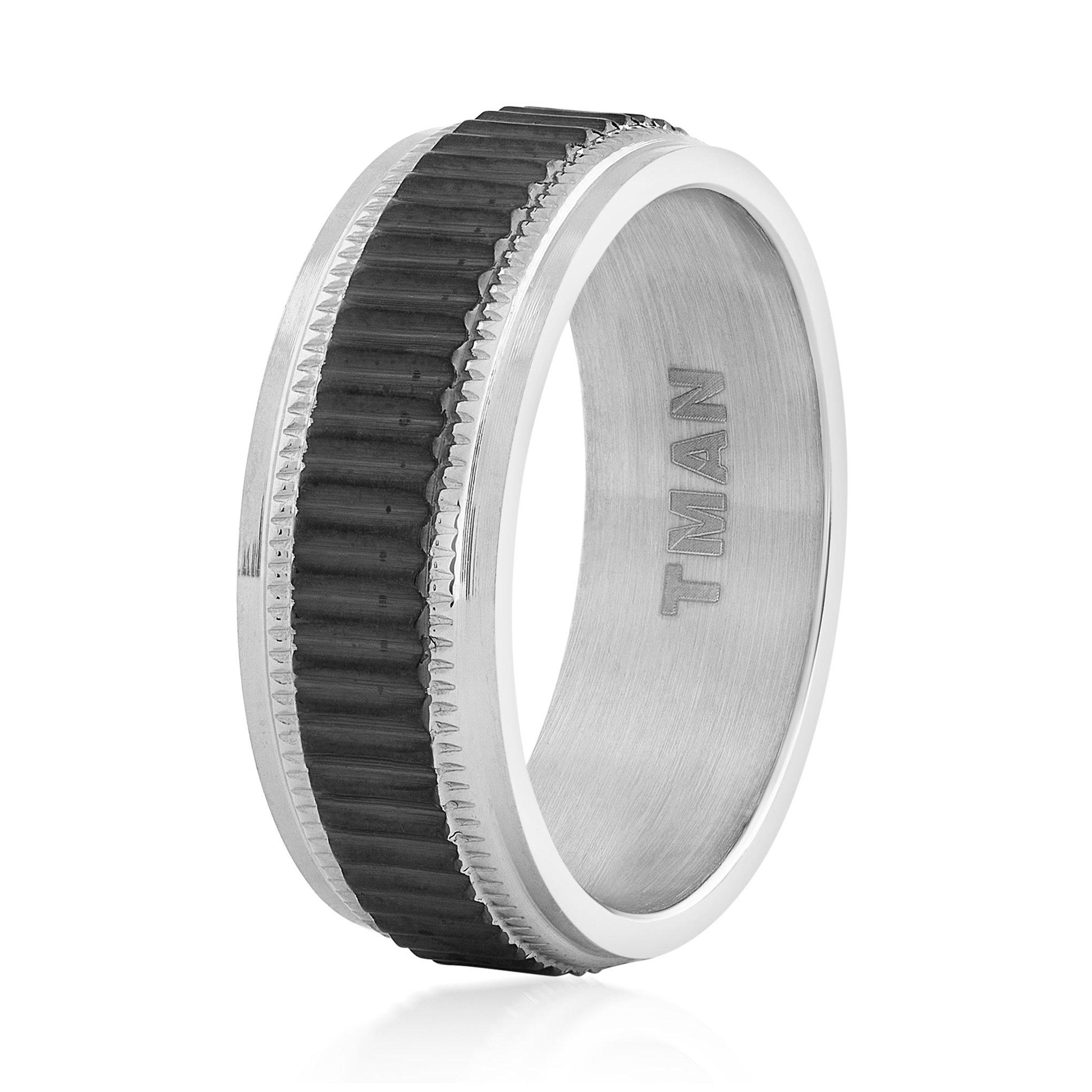 Stainless Steel Black Plated Ribbed Ring (3149372) | Stainless Steel