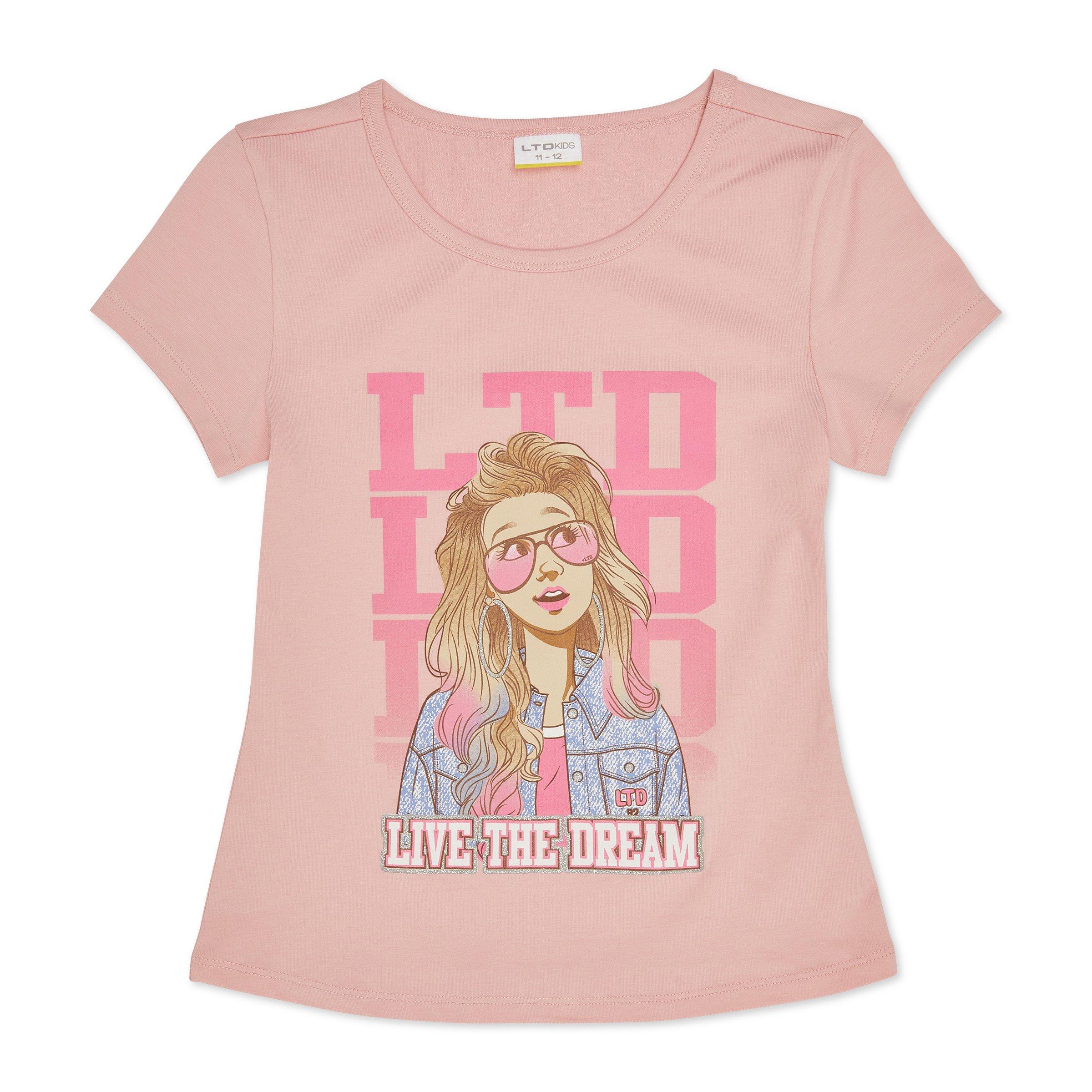 Girls Pink Graphic T-shirt (3149651) | LTD Kids