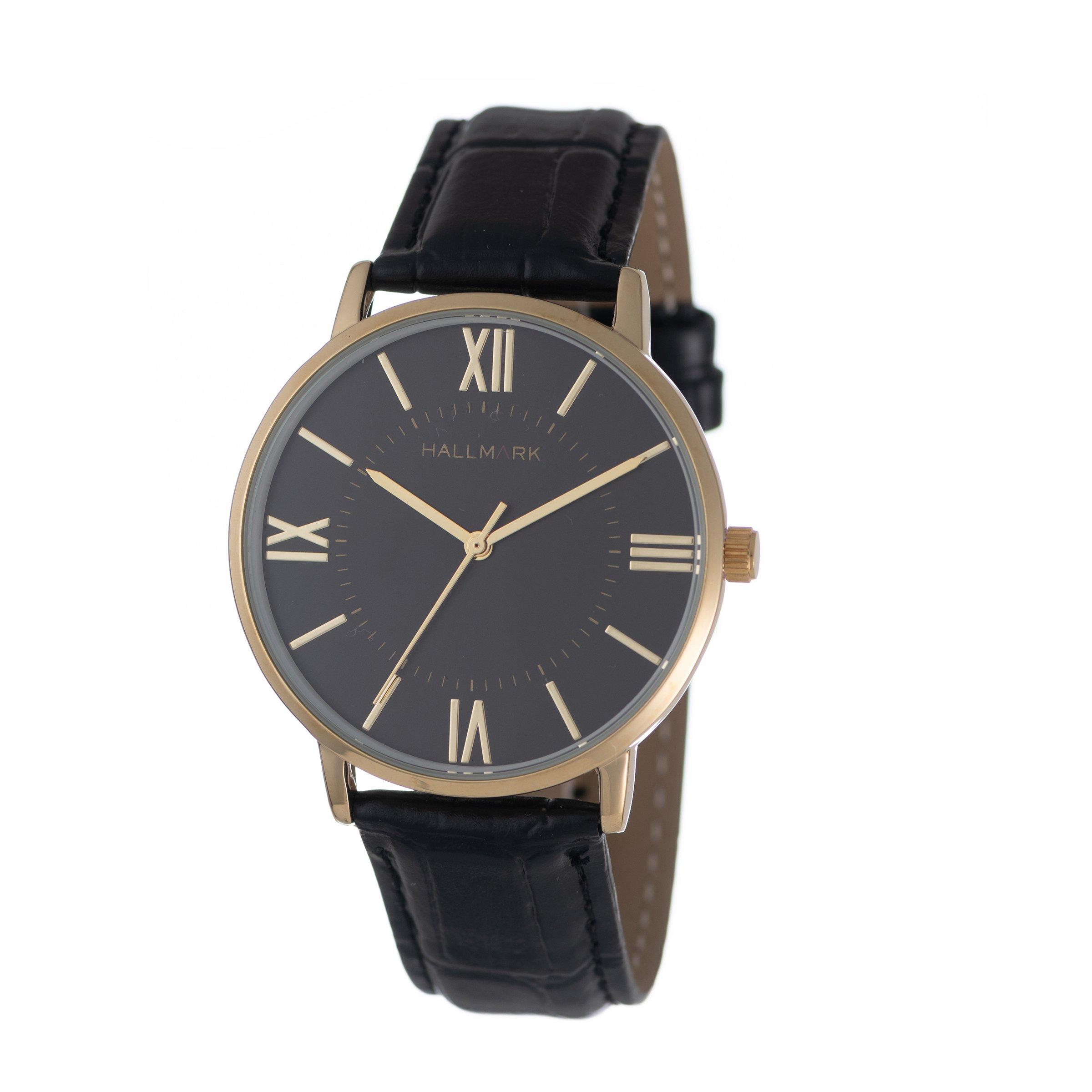 Black Leather Black Dial with Gold Watch (3149681) | Hallmark