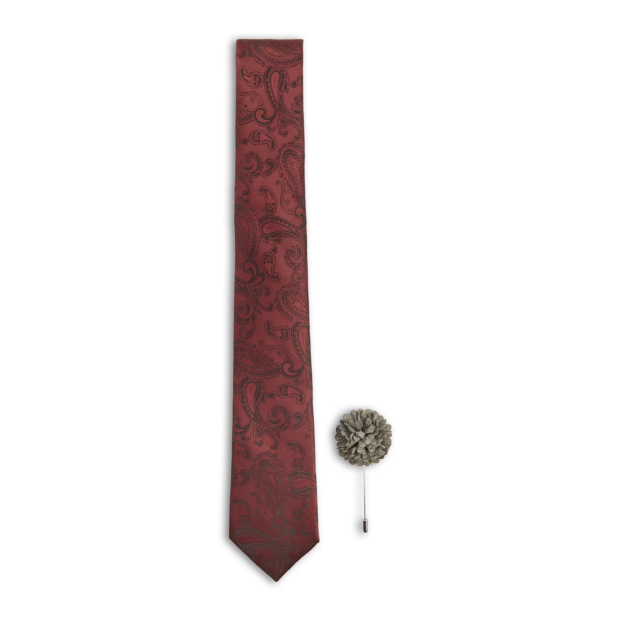 Burgundy Tie & Lapel Pin Set (3149875) | Truworths Man
