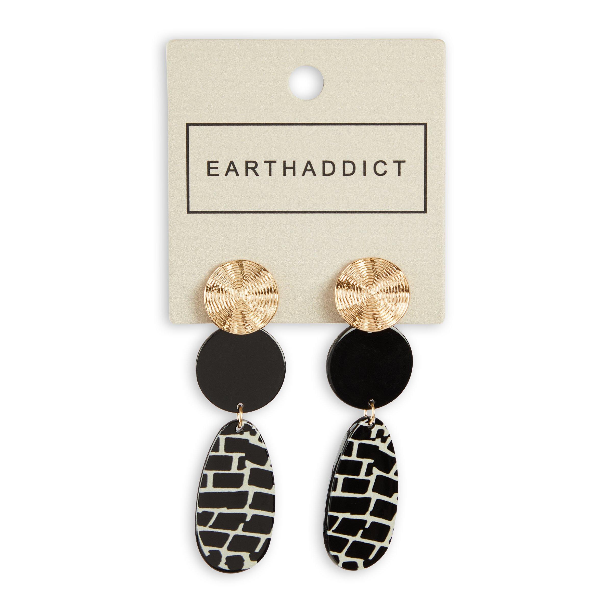 Black And Gold Drop Earrings (3151004) | Earthaddict