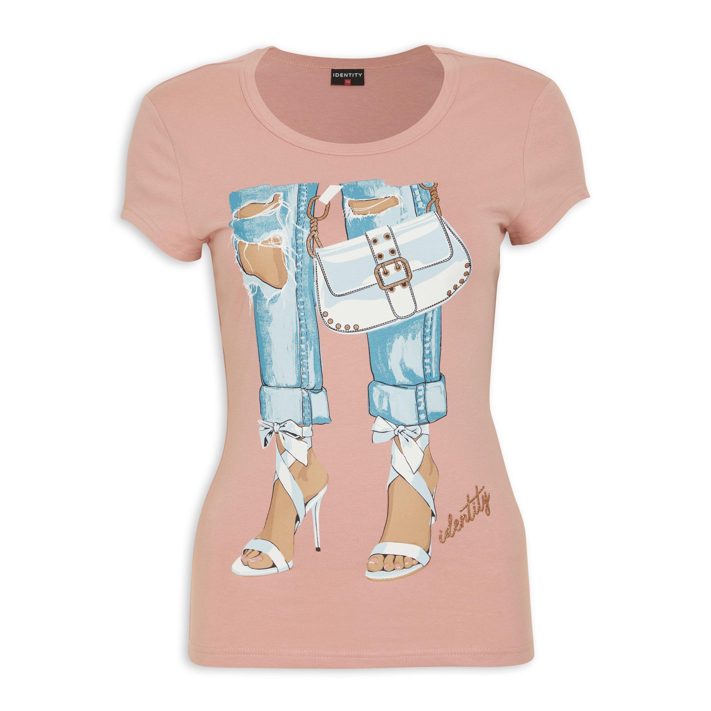 Pink Fitted Graphic T-shirt (3151015) | Identity