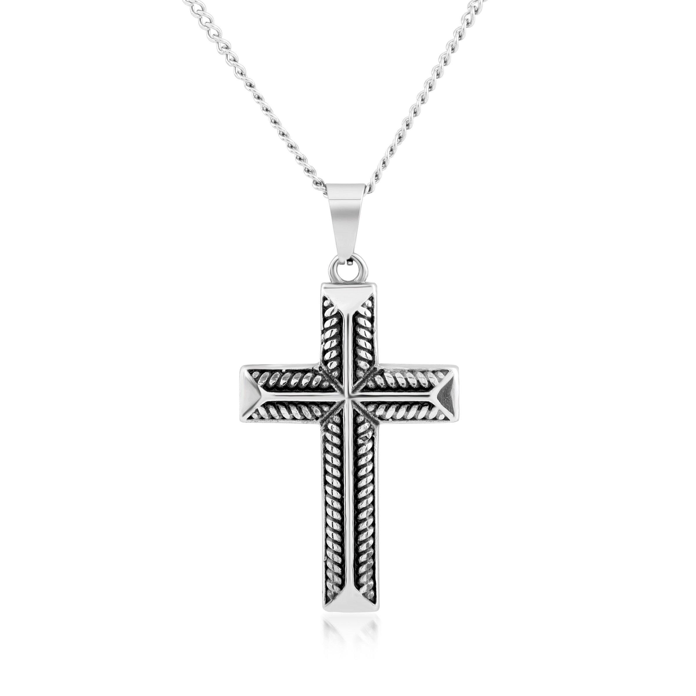 Stainless Steel Textured Cross Pendant (3151697) | Stainless Steel