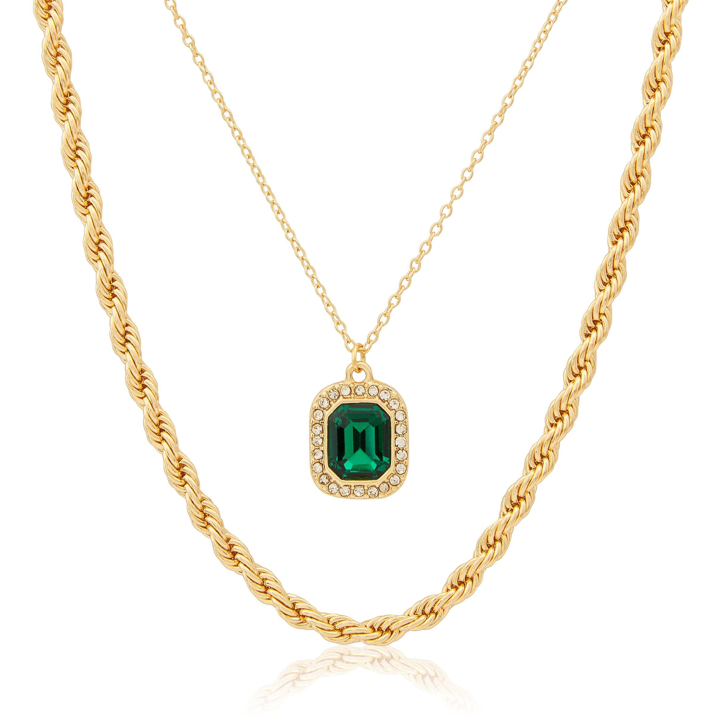 Gold Plated Emerald Trend Necklace (3151788) | Sparkle