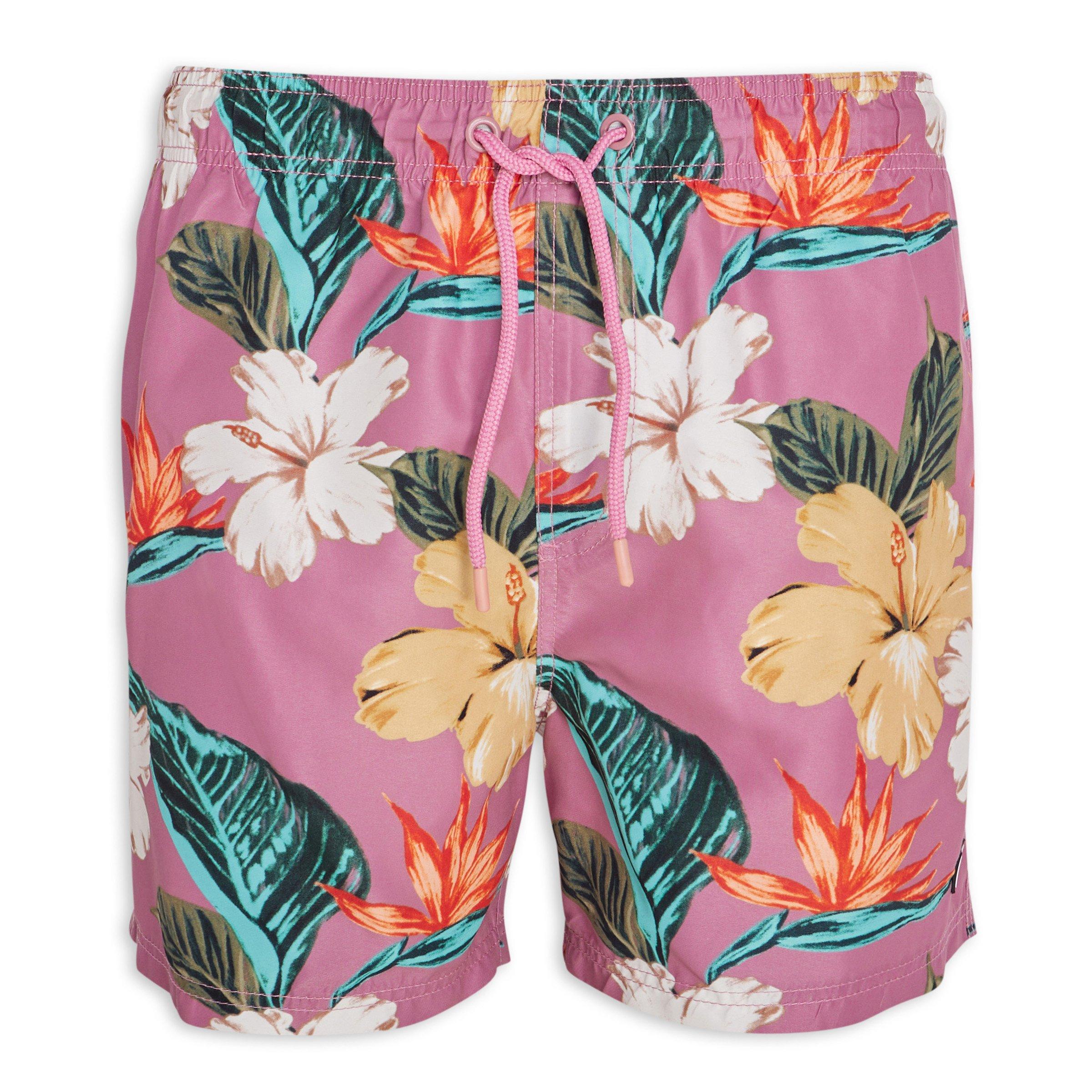 Pink Tropical Print Swim Shorts (3151981) | UZZI