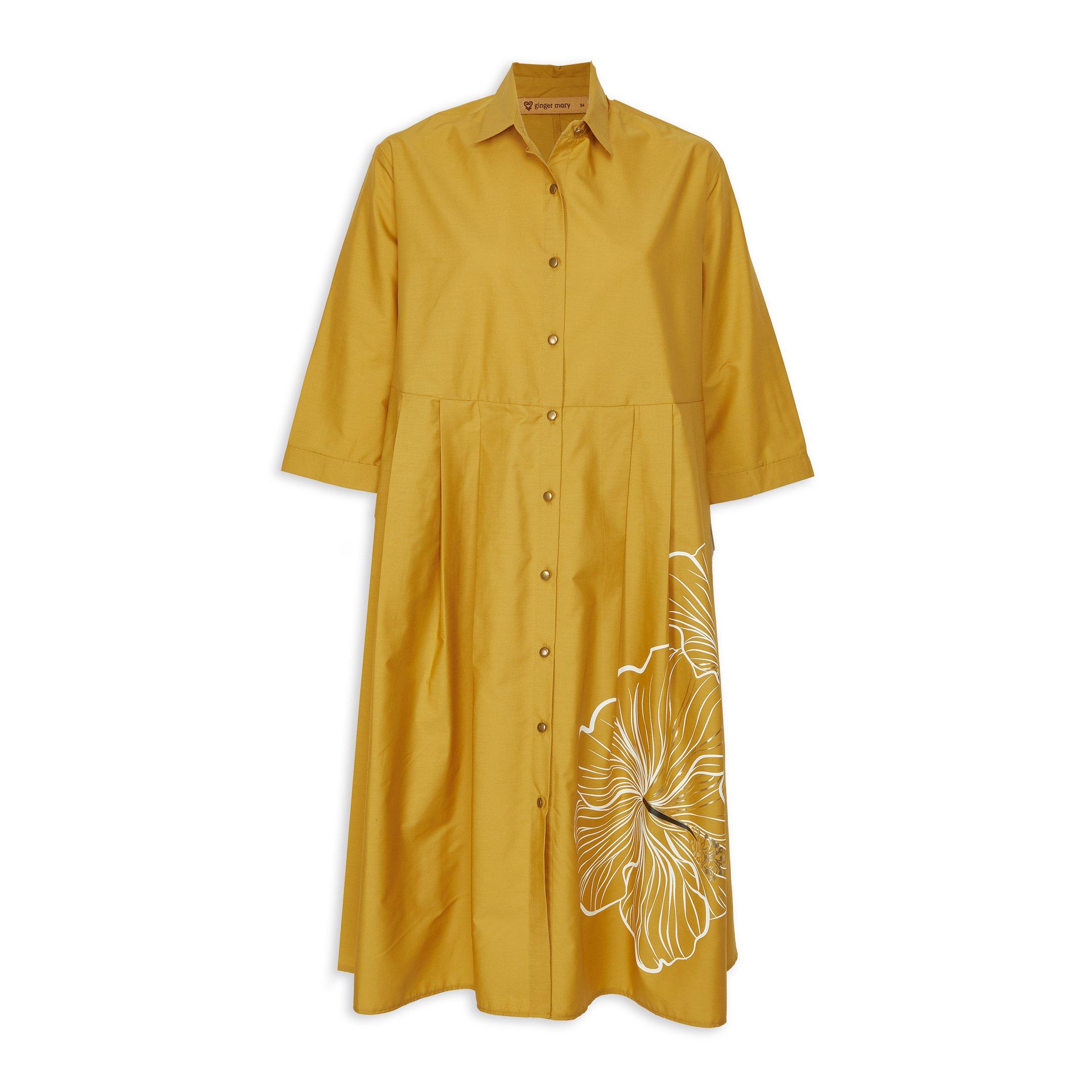 Yellow Pleated Shirt Dress (3152696) | Ginger Mary
