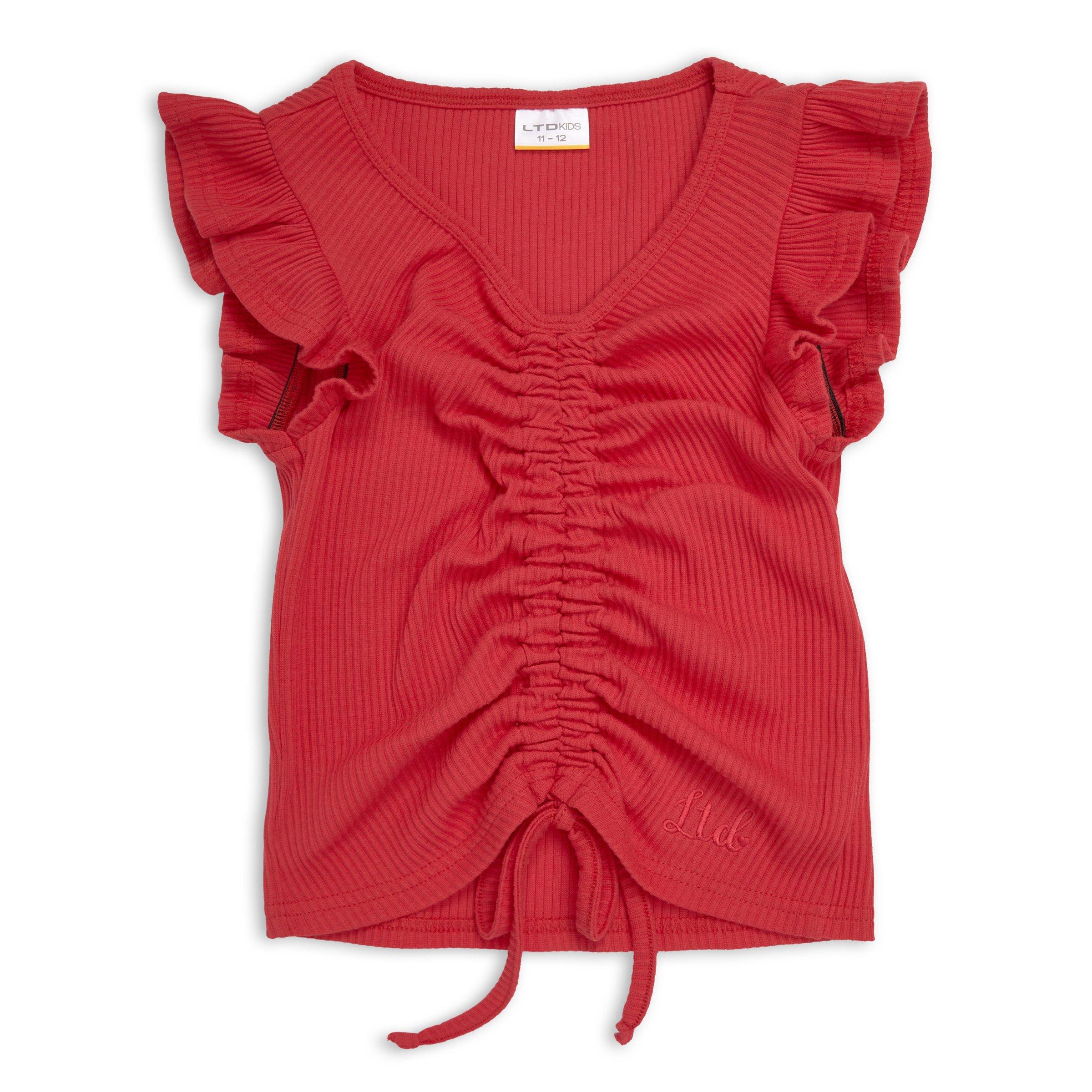 Girls Red Ribbed Top (3153677) | LTD Kids
