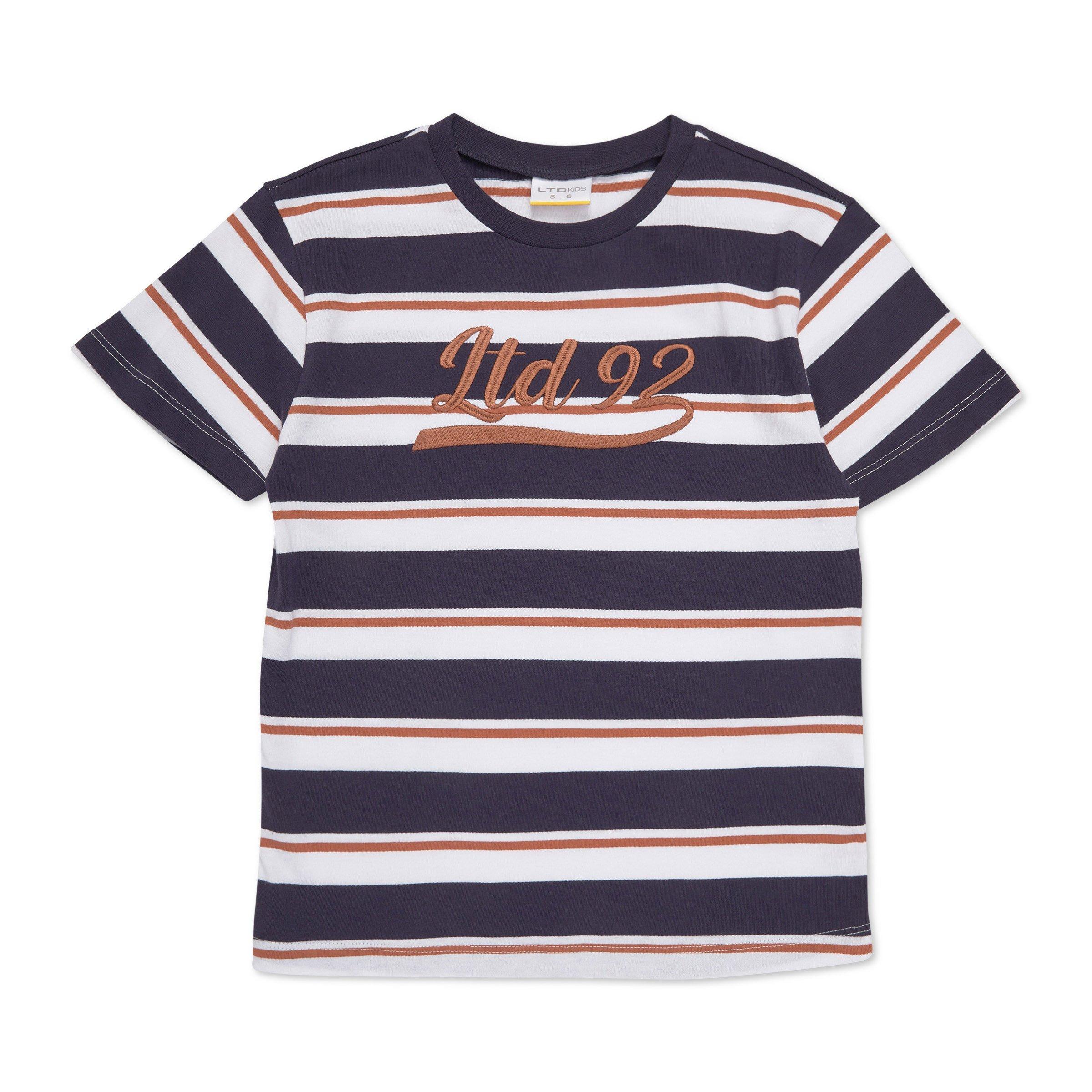 Kid Boys Navy and Rust Striped T-shirt (3153845) | LTD Kids