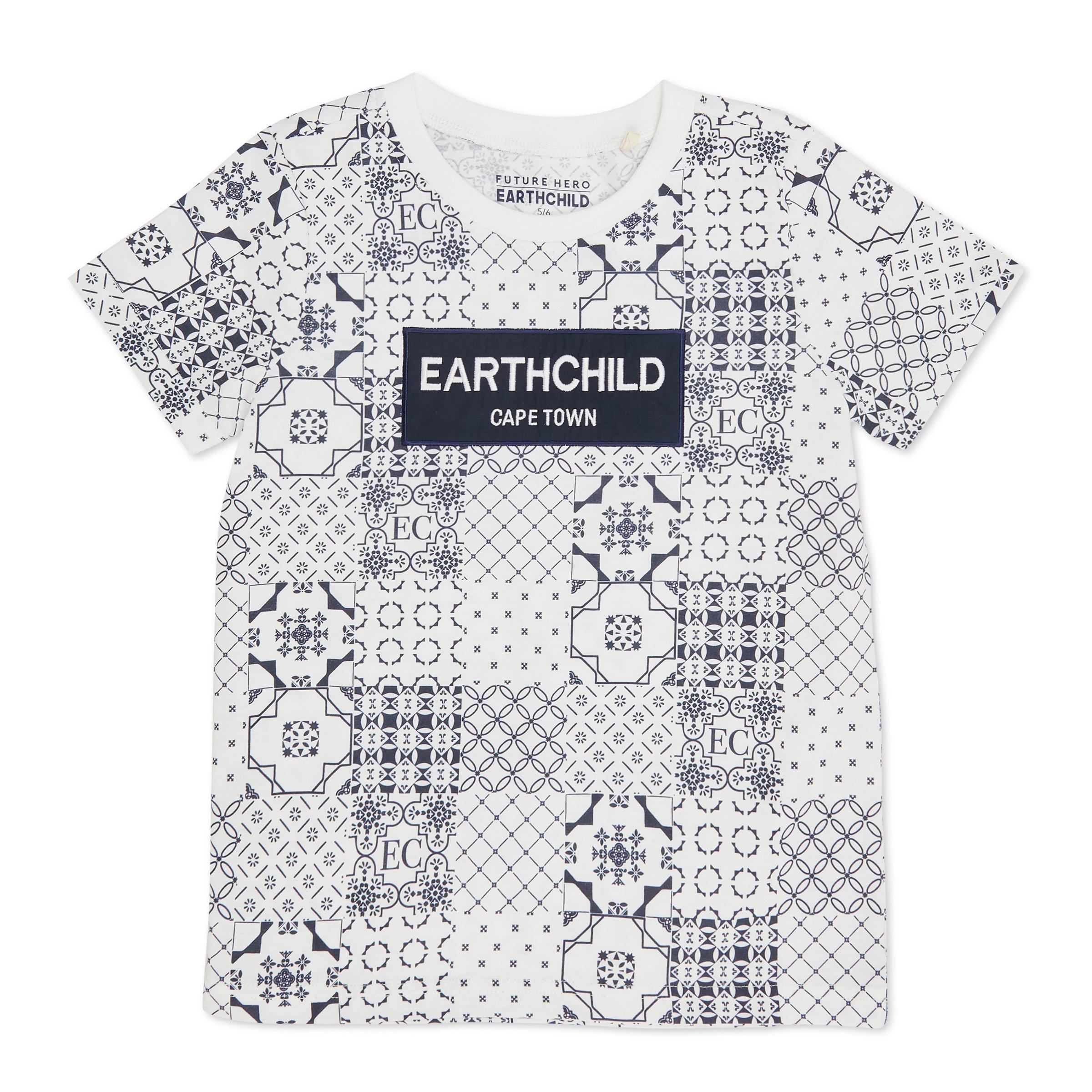 Kid Boy White Printed Loose Fit T-shirt (3154107) | Earthchild