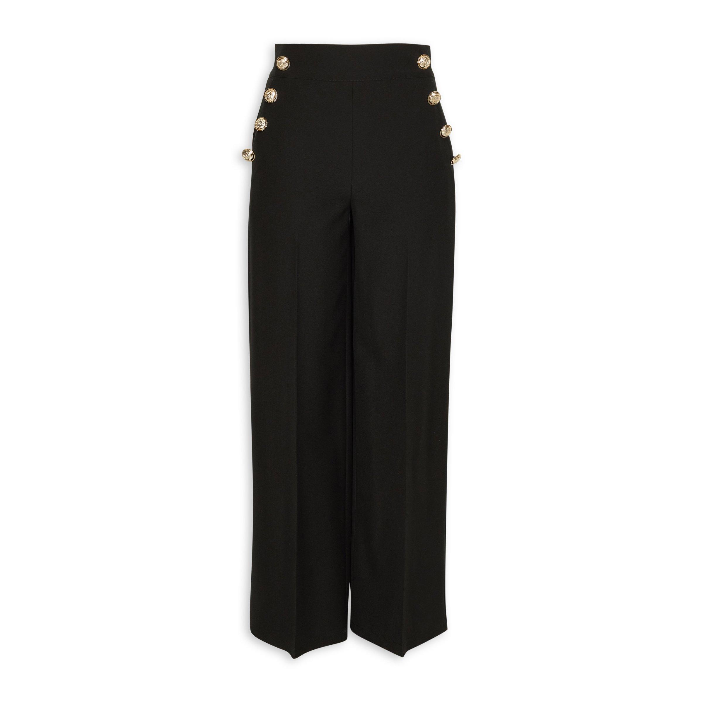 Black Button Detail Wide Leg Pants (3154201) | Truworths