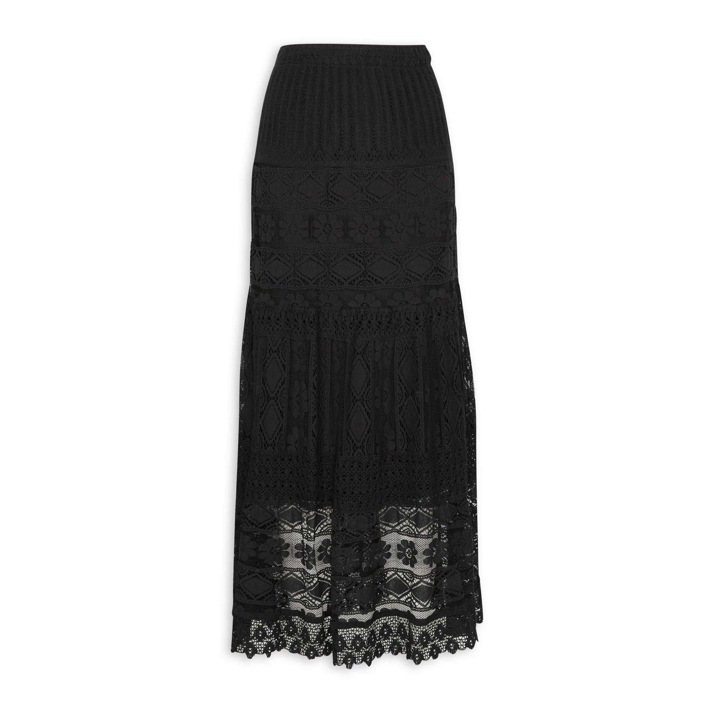 Black Lace Tiered Skirt (3154536) | Truworths