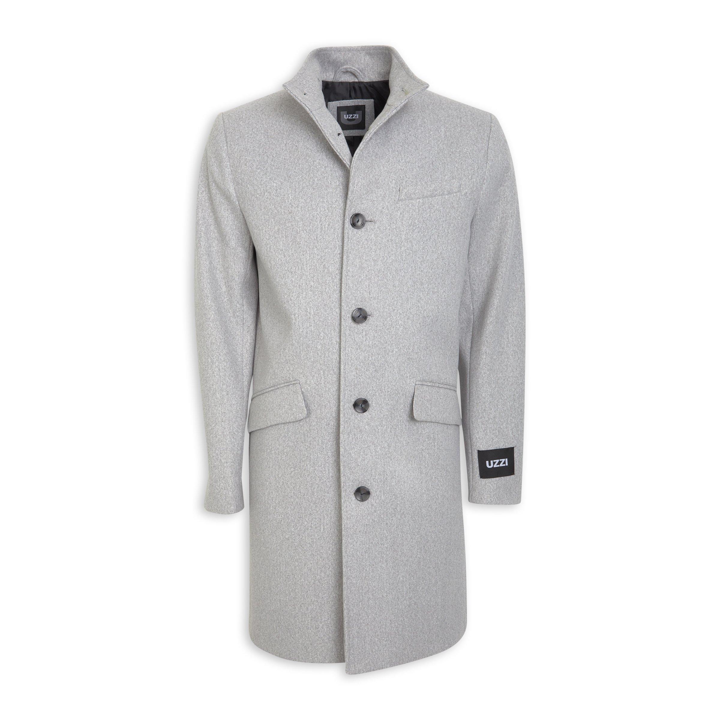 Grey Melange Funnel Coat (3154720) | UZZI